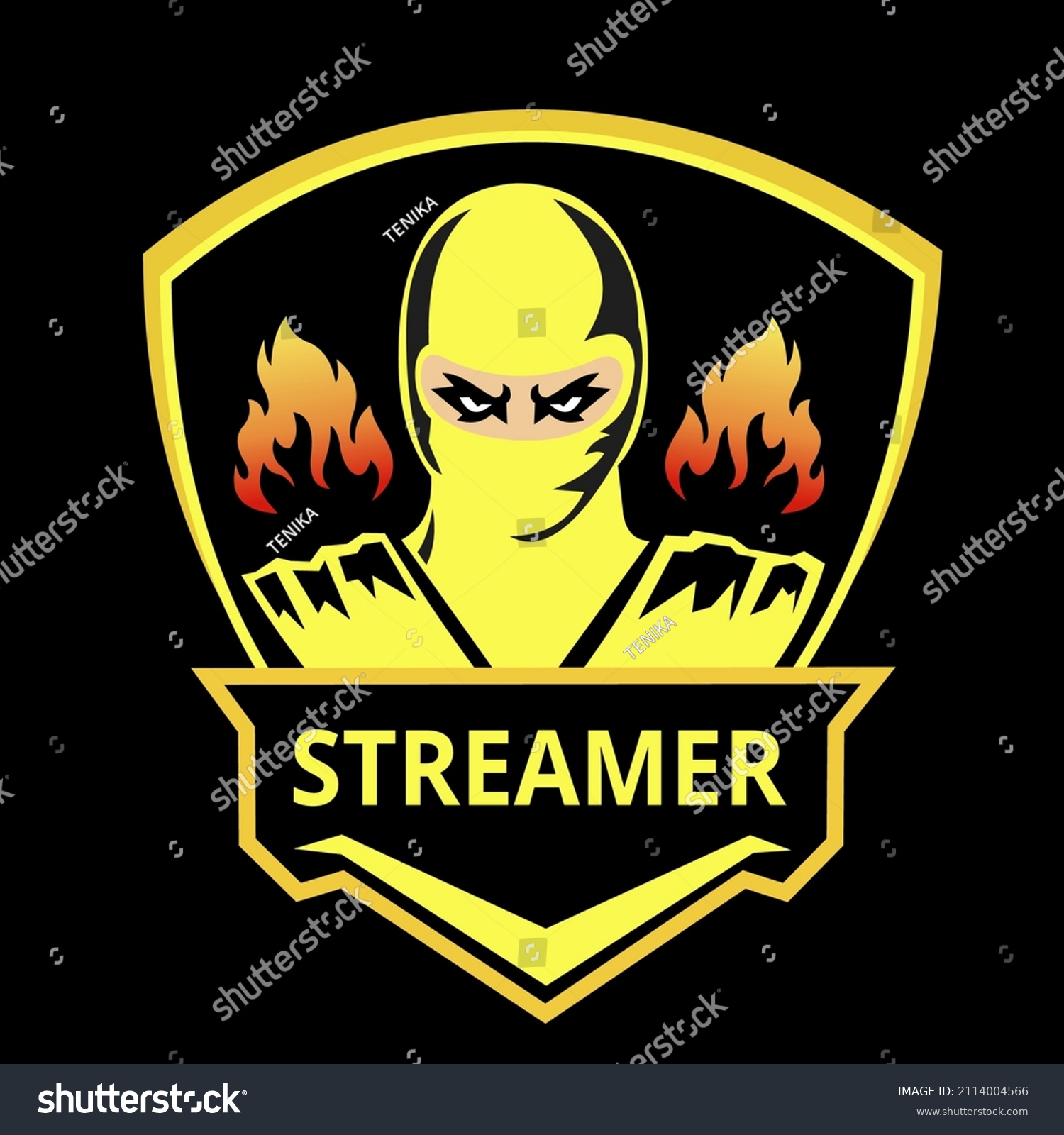 Black Background Ninja Streamer Logo Stock Vector (Royalty Free ...