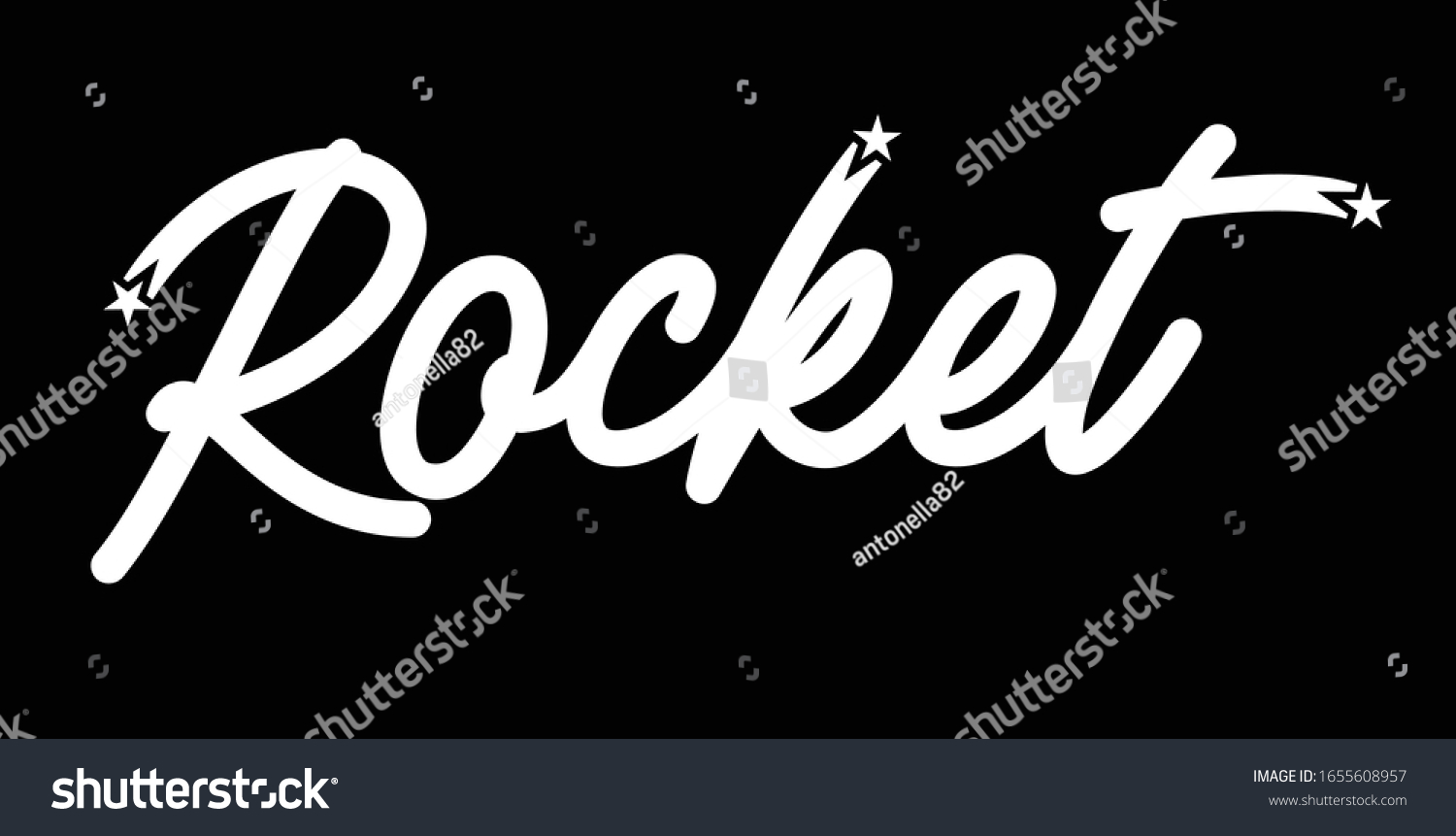Black Background Vector White Rocket Text Stock Vector (Royalty Free ...