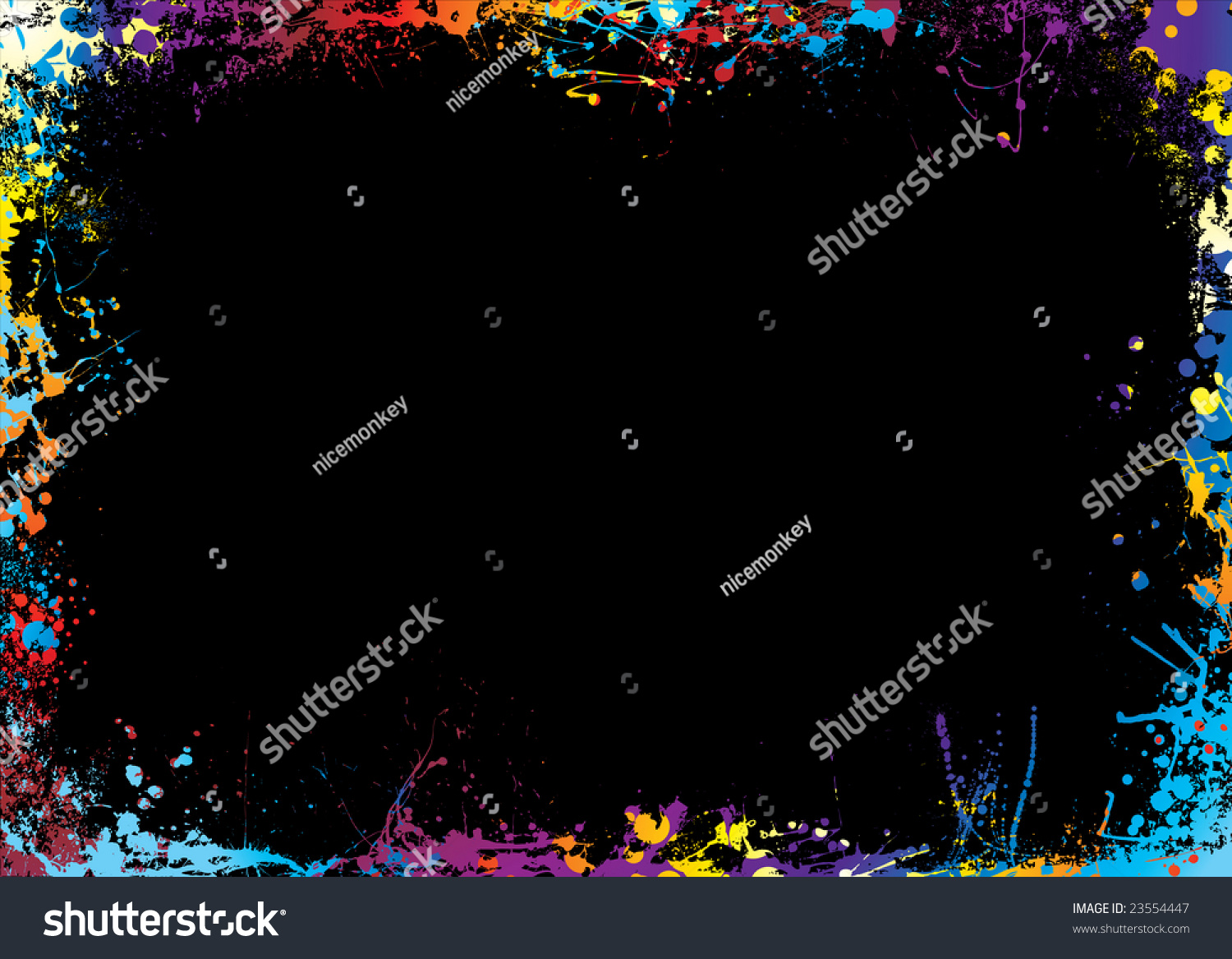 Black Background Rainbow Ink Splat Border Stock Vector (Royalty Free ...
