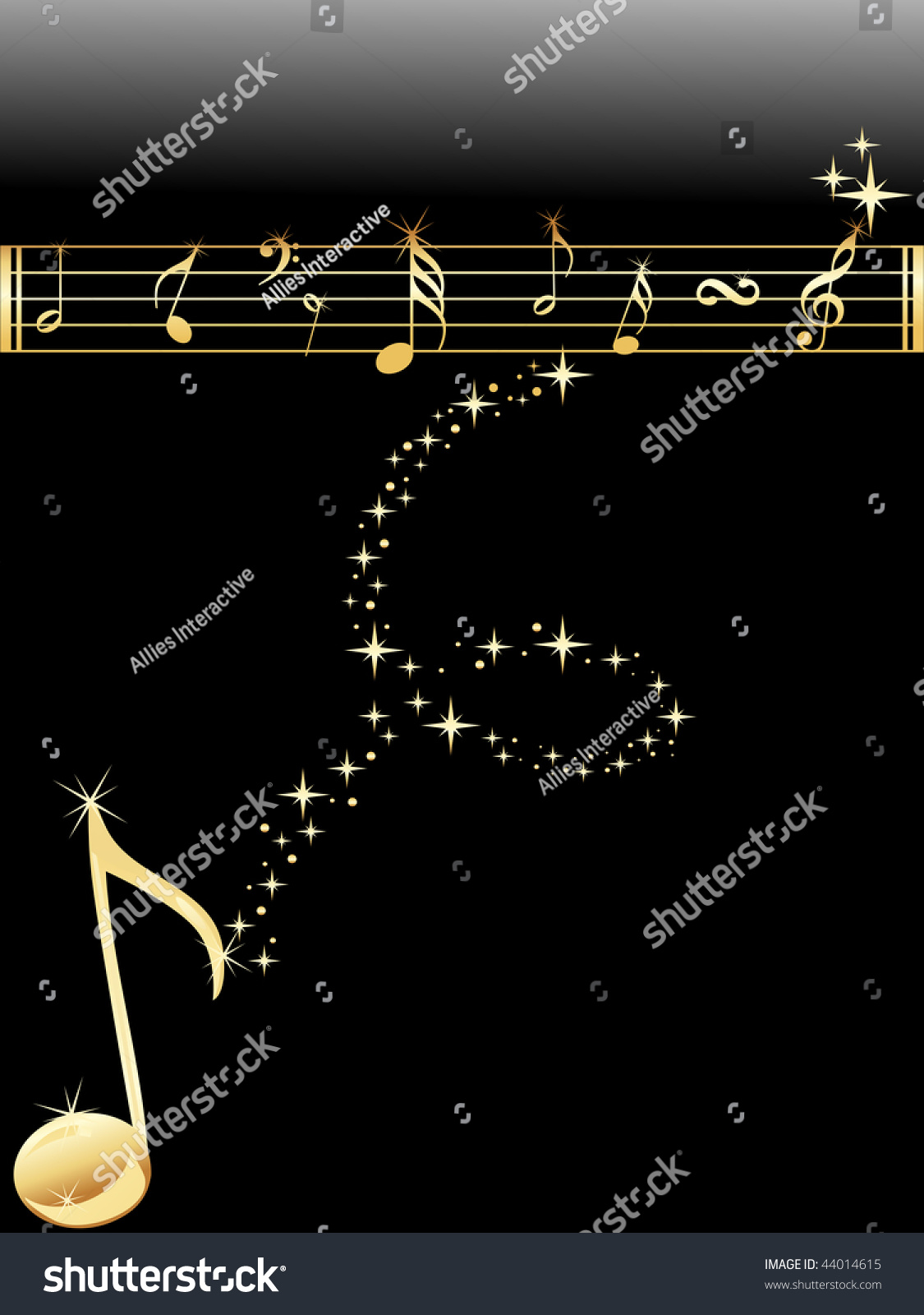 Black Background Shiny Musical Notes Stock Vector (Royalty Free ...