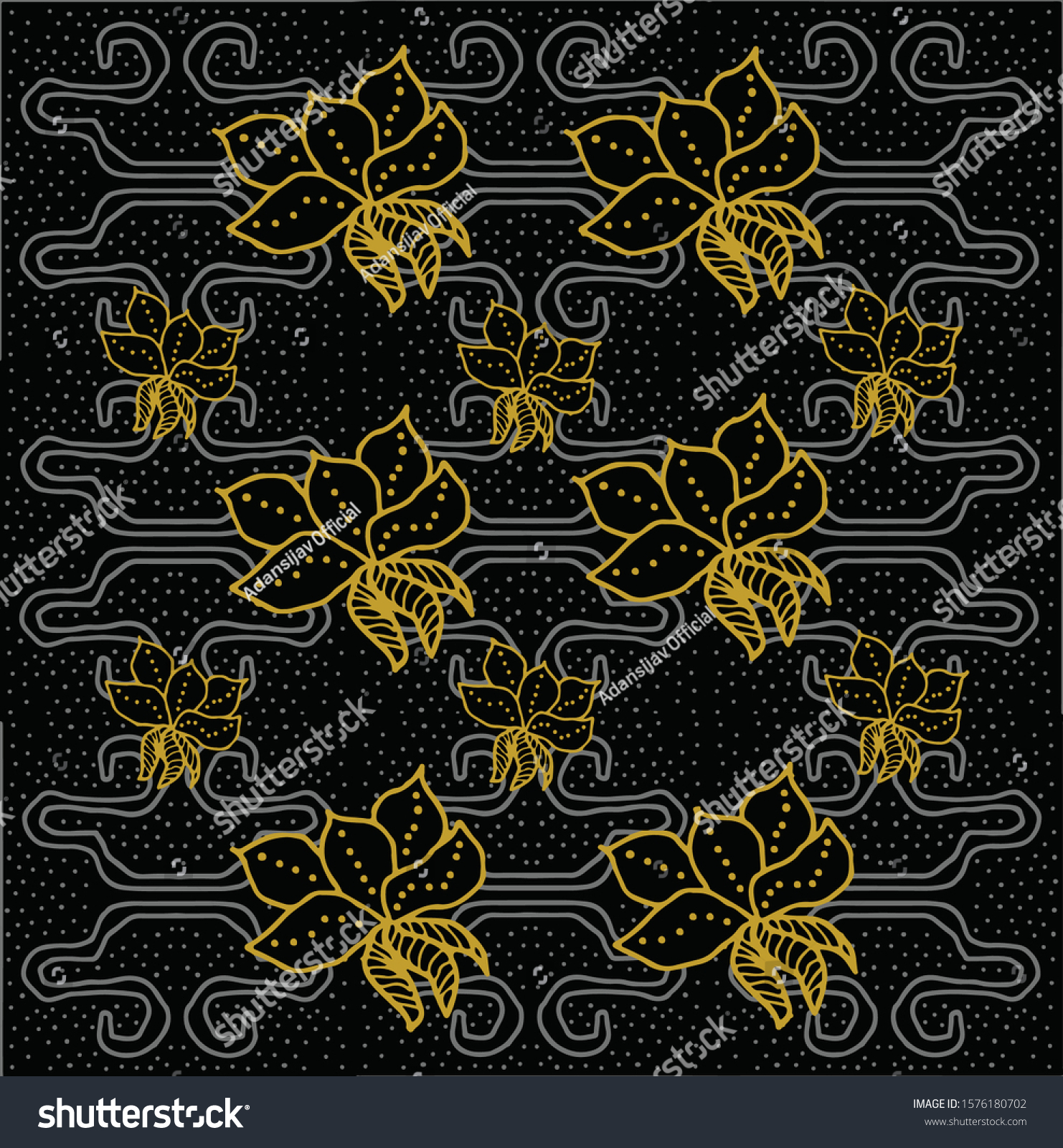 Black Batik Pattern Gold Dark Background Stock Vector (Royalty Free ...