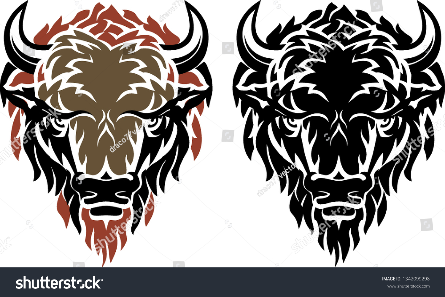 Black Bison Head Mascot Stock Vector (Royalty Free) 1342099298 ...