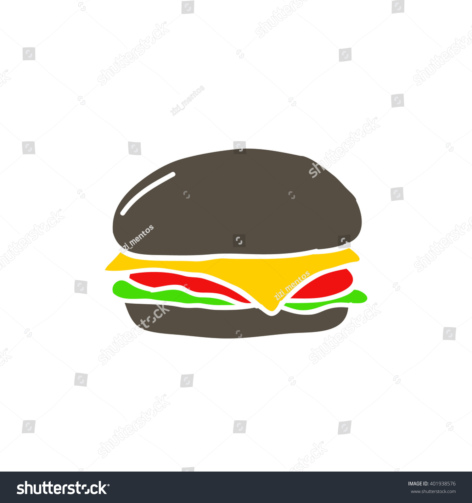 Black Burger Icon Vector Illustration Stock Vector (Royalty Free ...