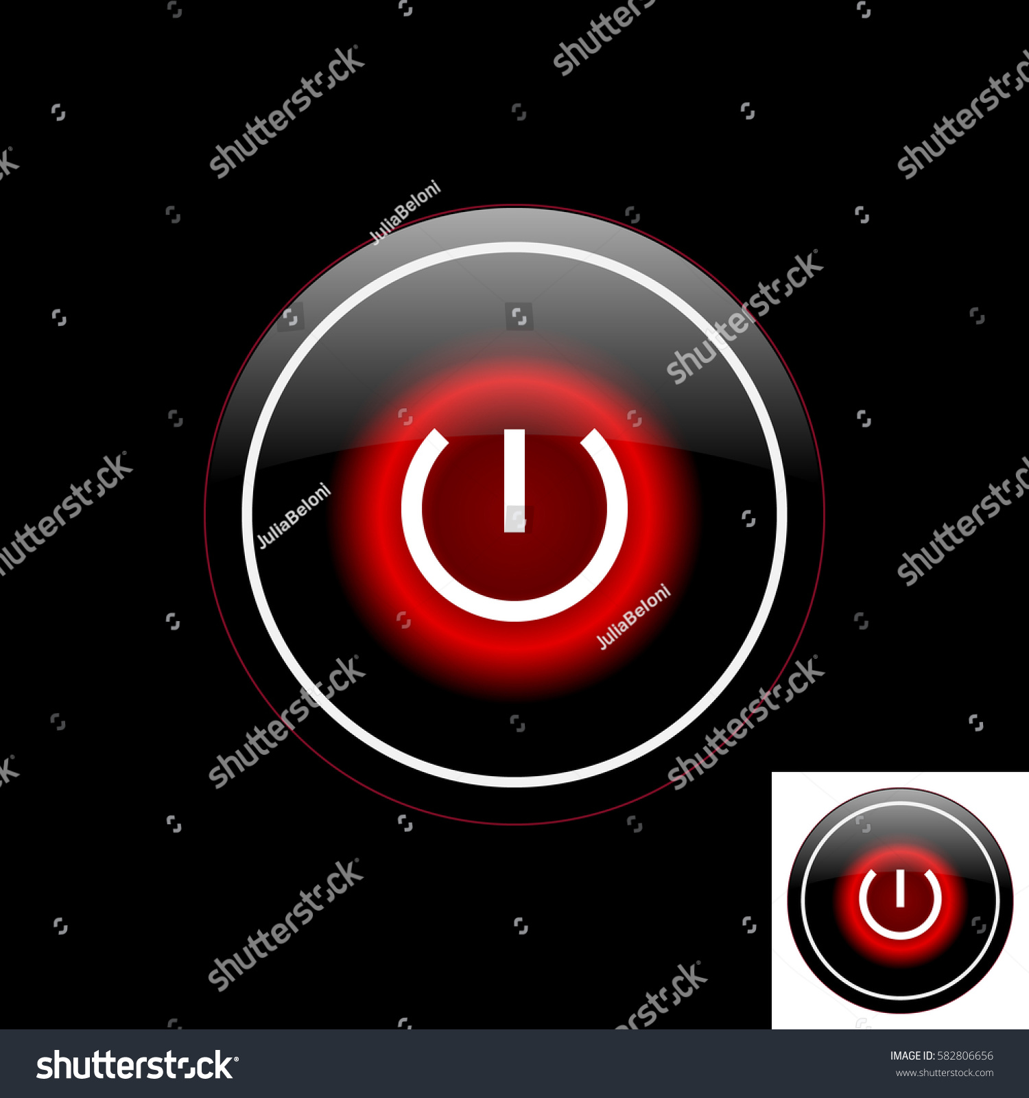 Black Button Power Icon Stock Vector (Royalty Free) 582806656