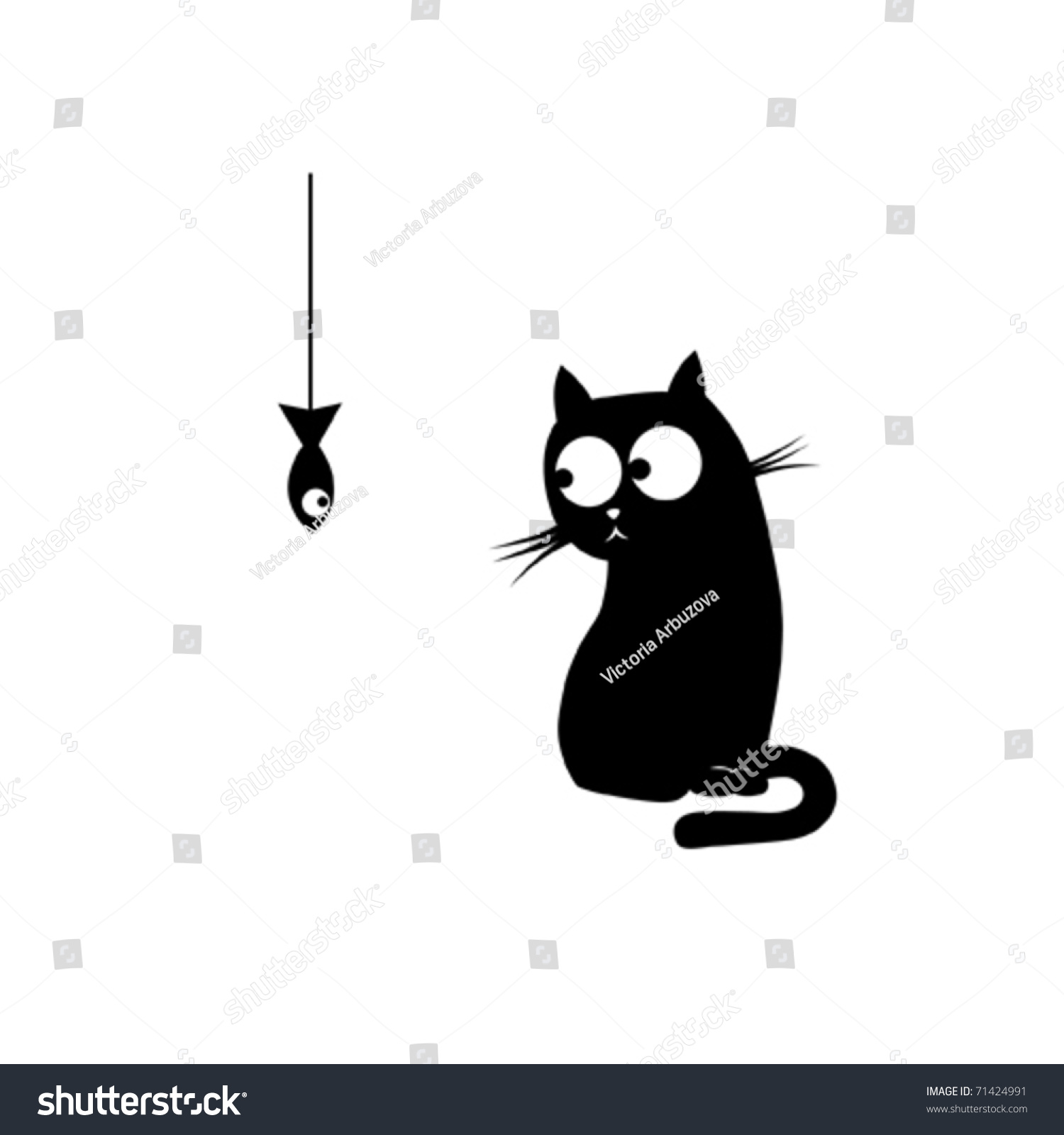 Black Cat Fish Vector Illustration Stock Vector (Royalty Free) 71424991