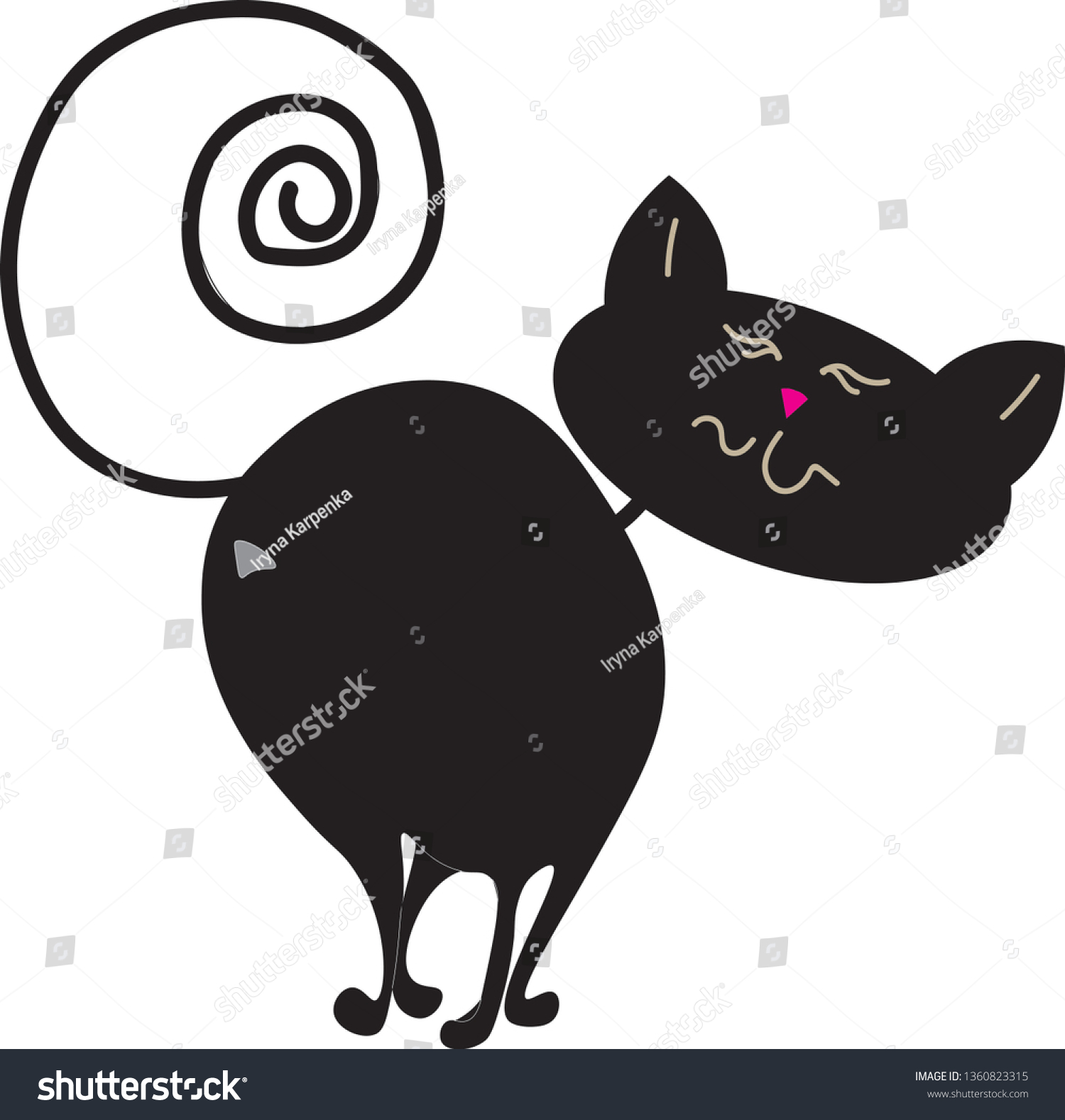 Black Cat Back View Stock Vector (Royalty Free) 1360823315