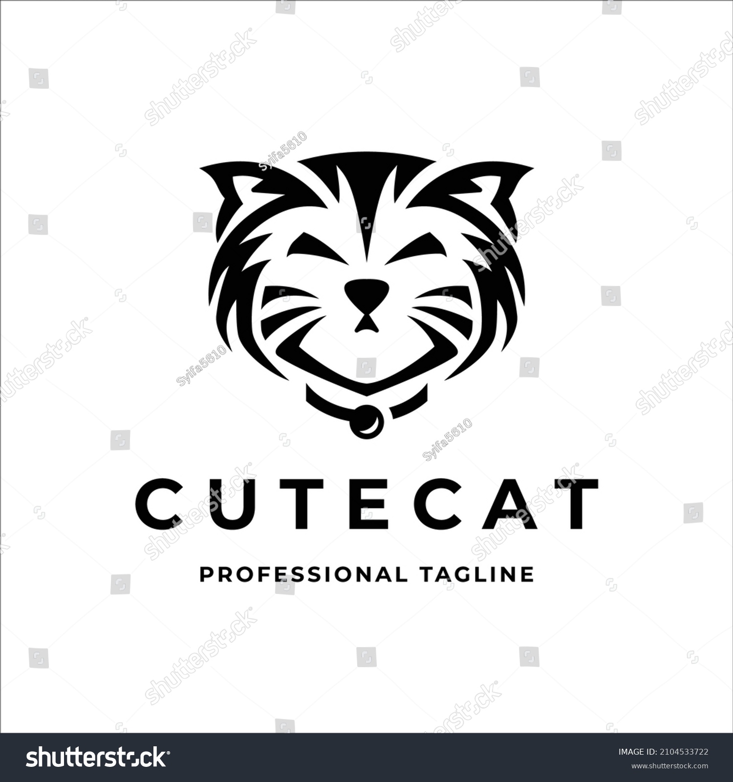 Black Cat Logo Design Template Stock Vector (Royalty Free) 2104533722 ...