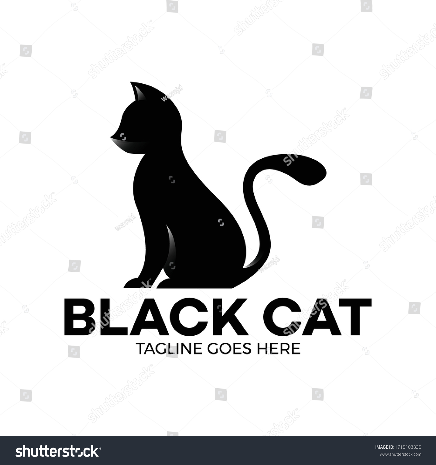 Black Cat Logo Vector Illustration Stock Vector (Royalty Free) 1715103835
