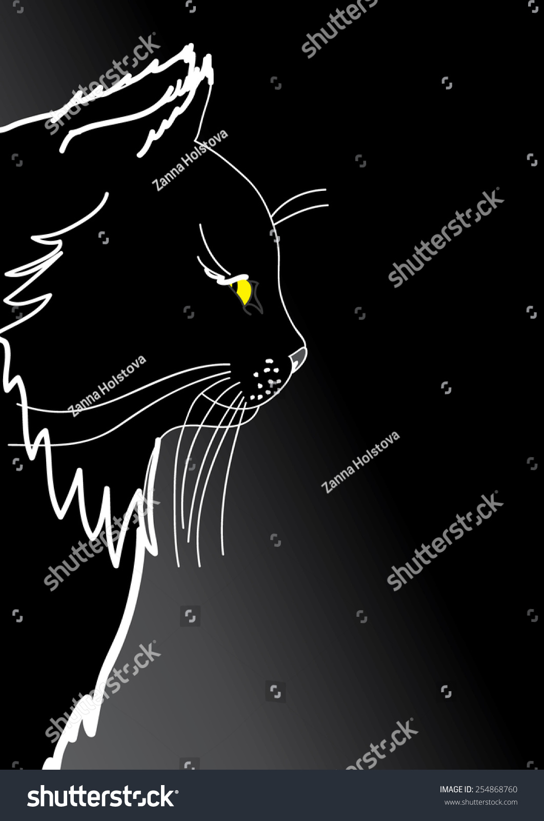 Black Cat Profile Vector Stock Vector (Royalty Free) 254868760 ...