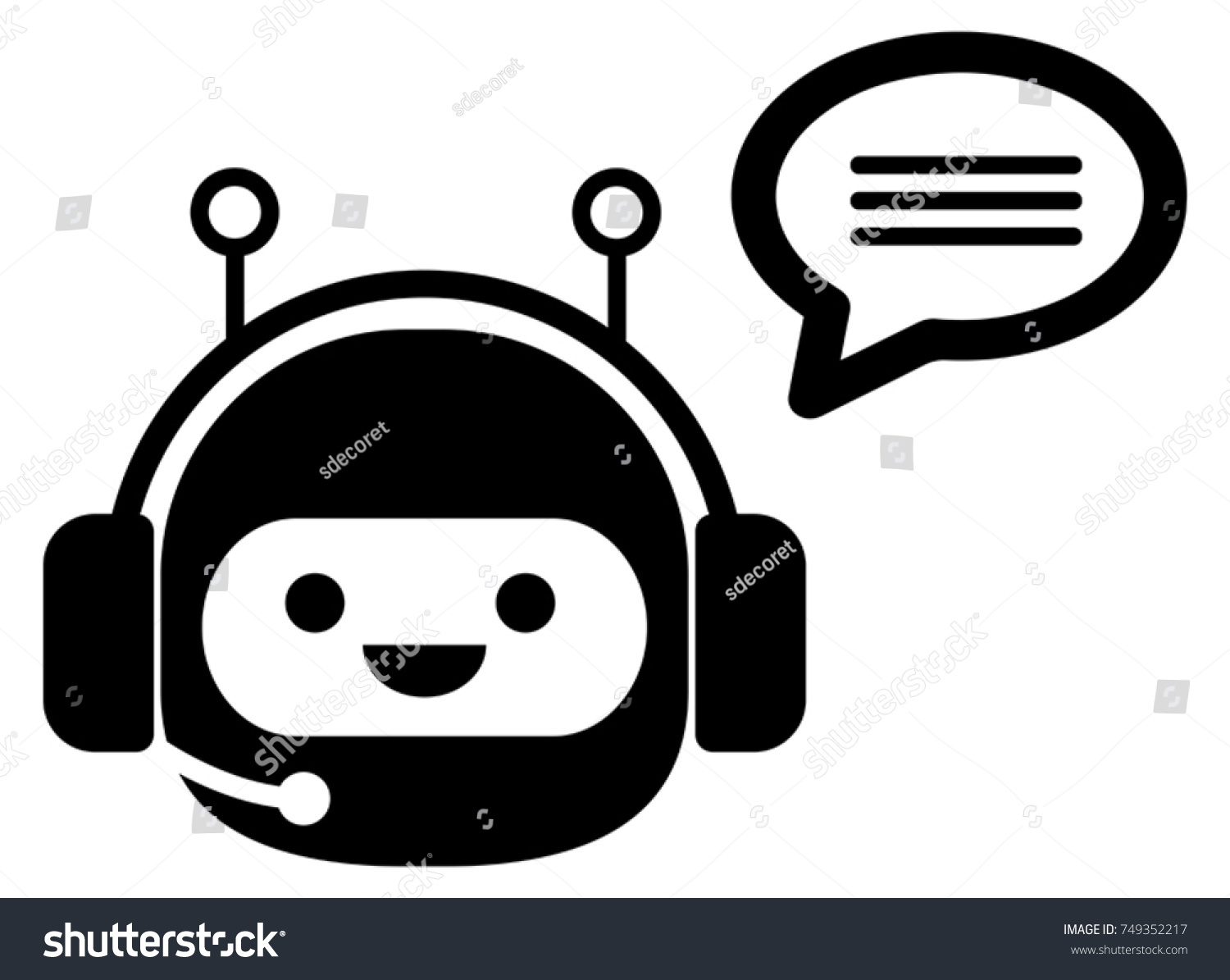 Black Chatbot Vector Icon On White Stock Vector (Royalty Free ...