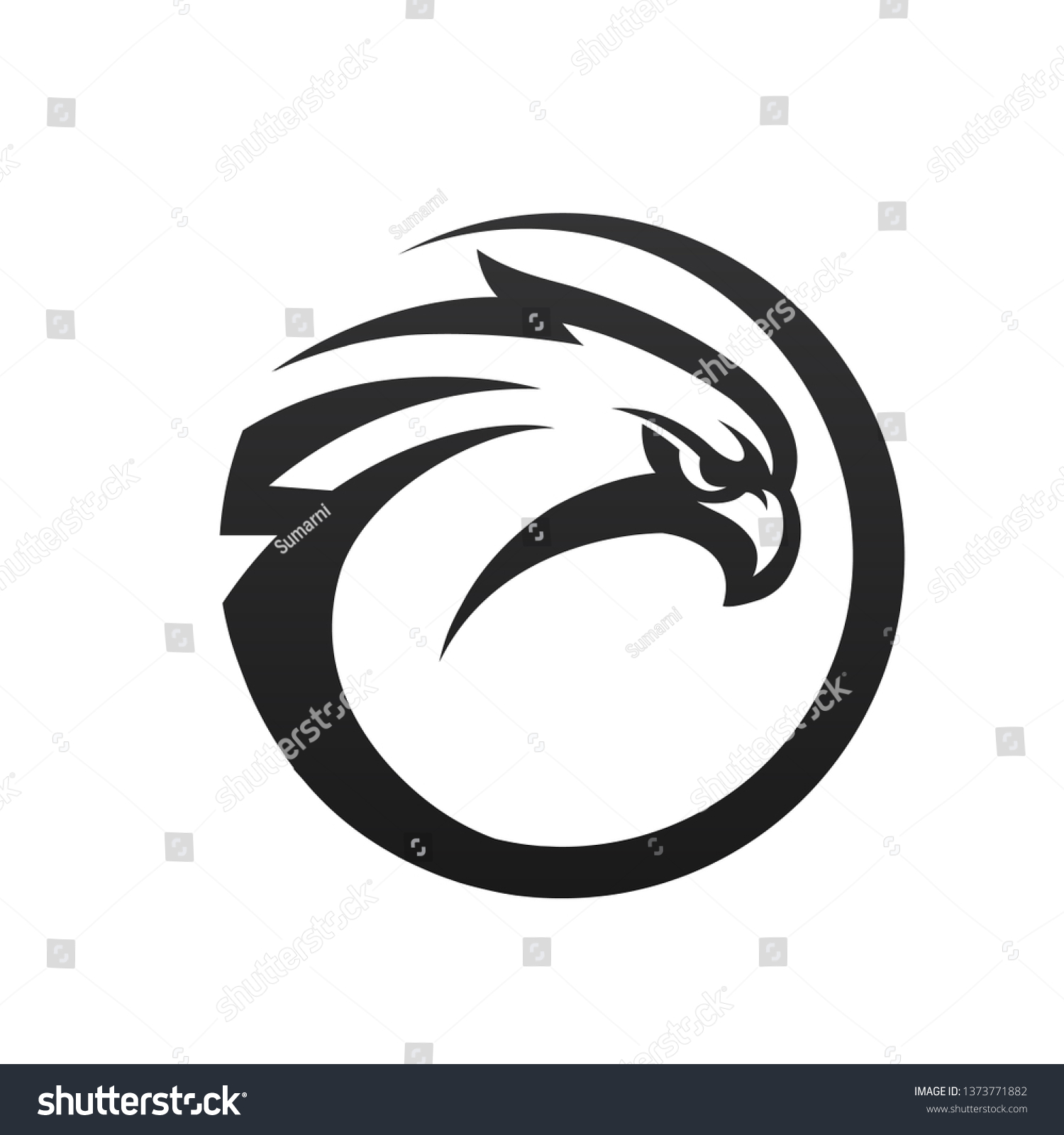 Black Circle Letter E Hawk Logo Stock Vector (Royalty Free) 1373771882 ...