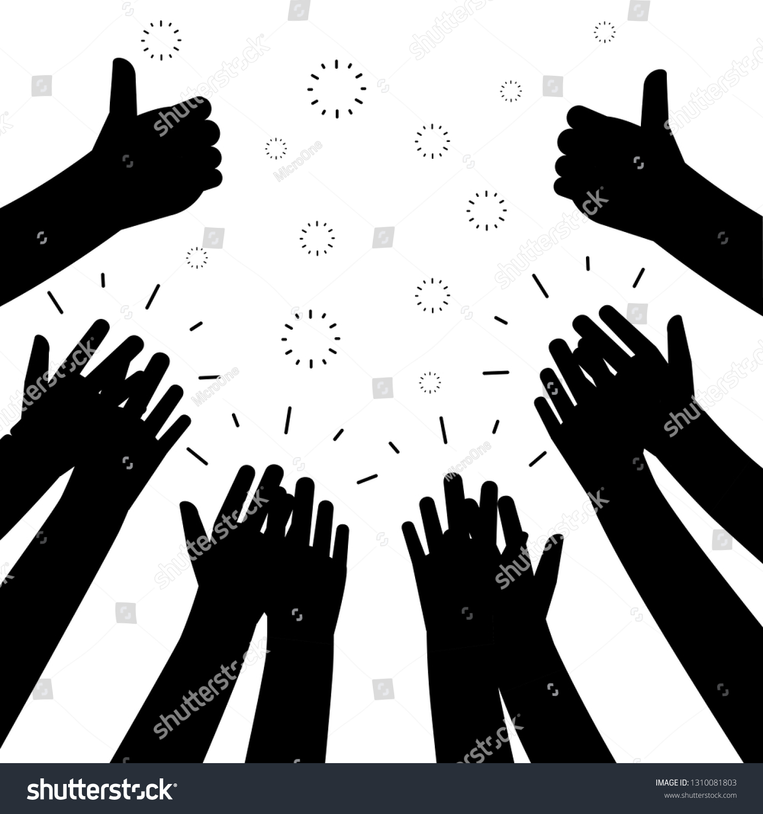Black Clapping Hands Vector Silhouettes Isolated: เวกเตอร์สต็อก (ปลอด ...