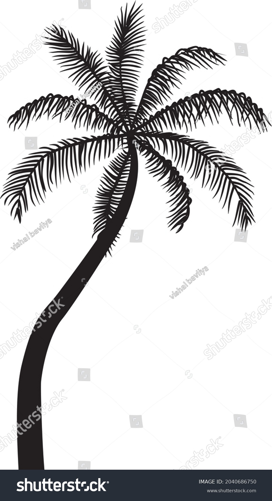 Black Coconut Tree Vector Art Stock Vector (Royalty Free) 2040686750 ...