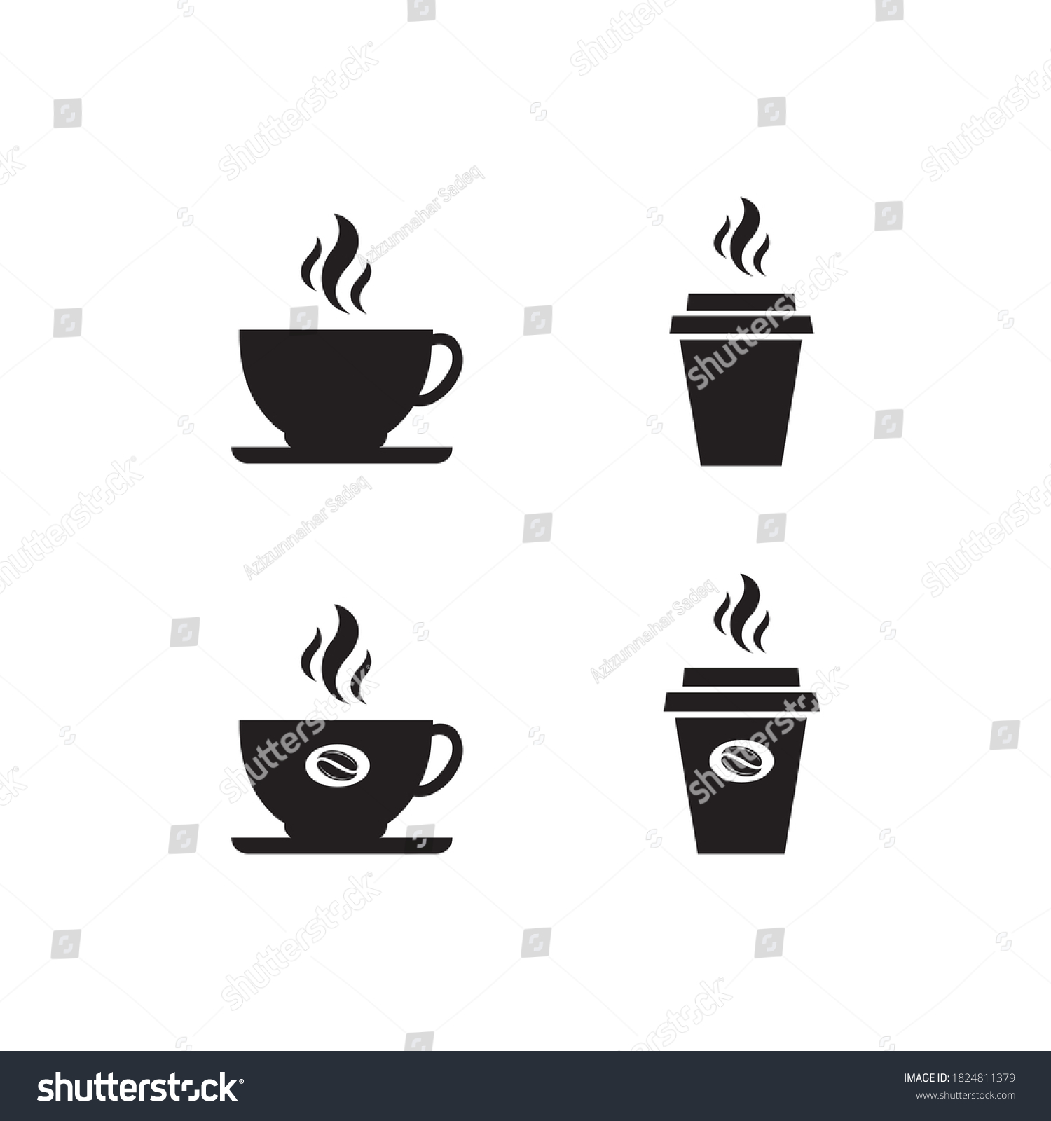 Black Coffee Logo Icon Vector Stock Vector (Royalty Free) 1824811379