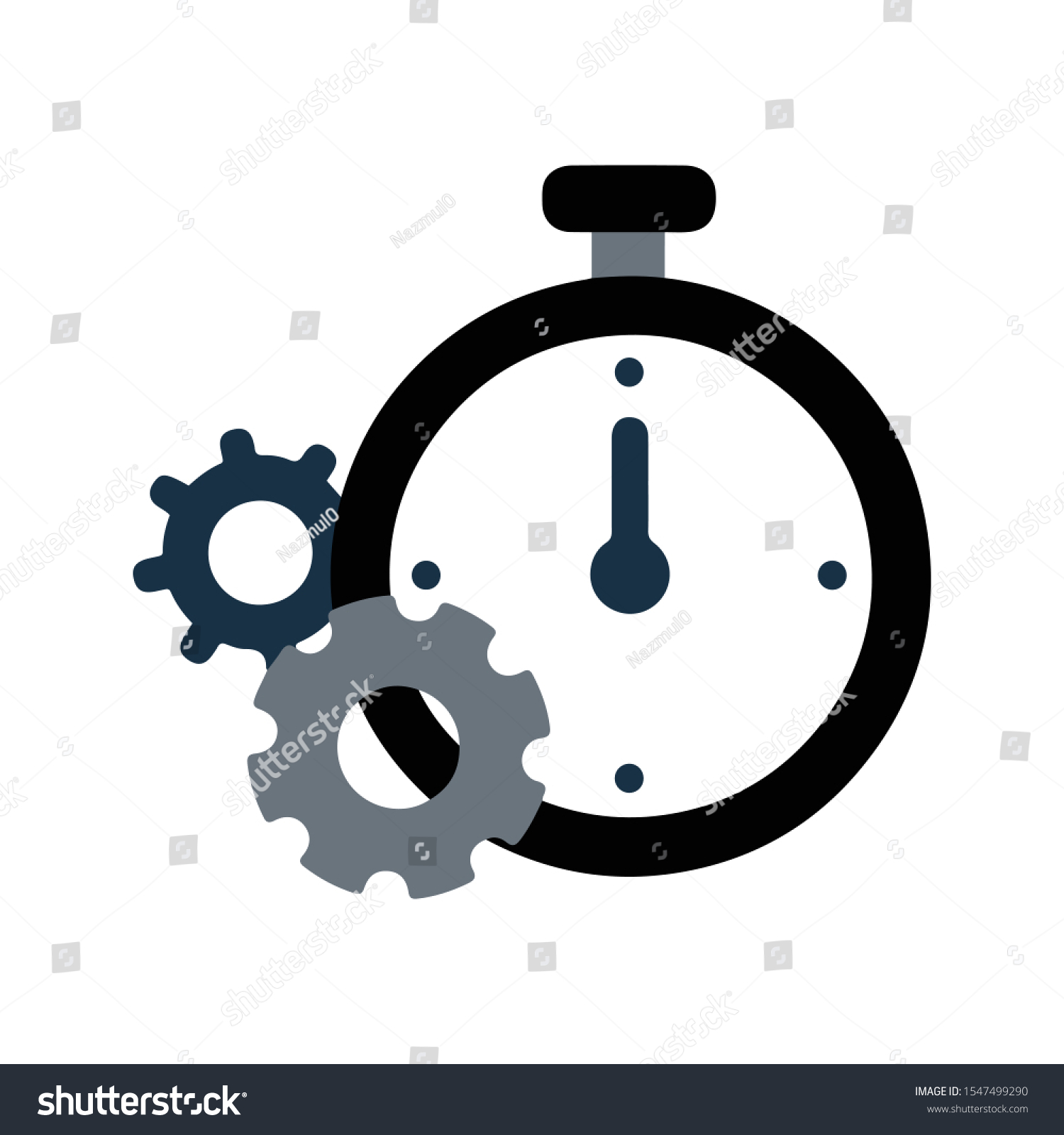 Black Color Combination Productivity Timer Icon Stock Vector (Royalty ...