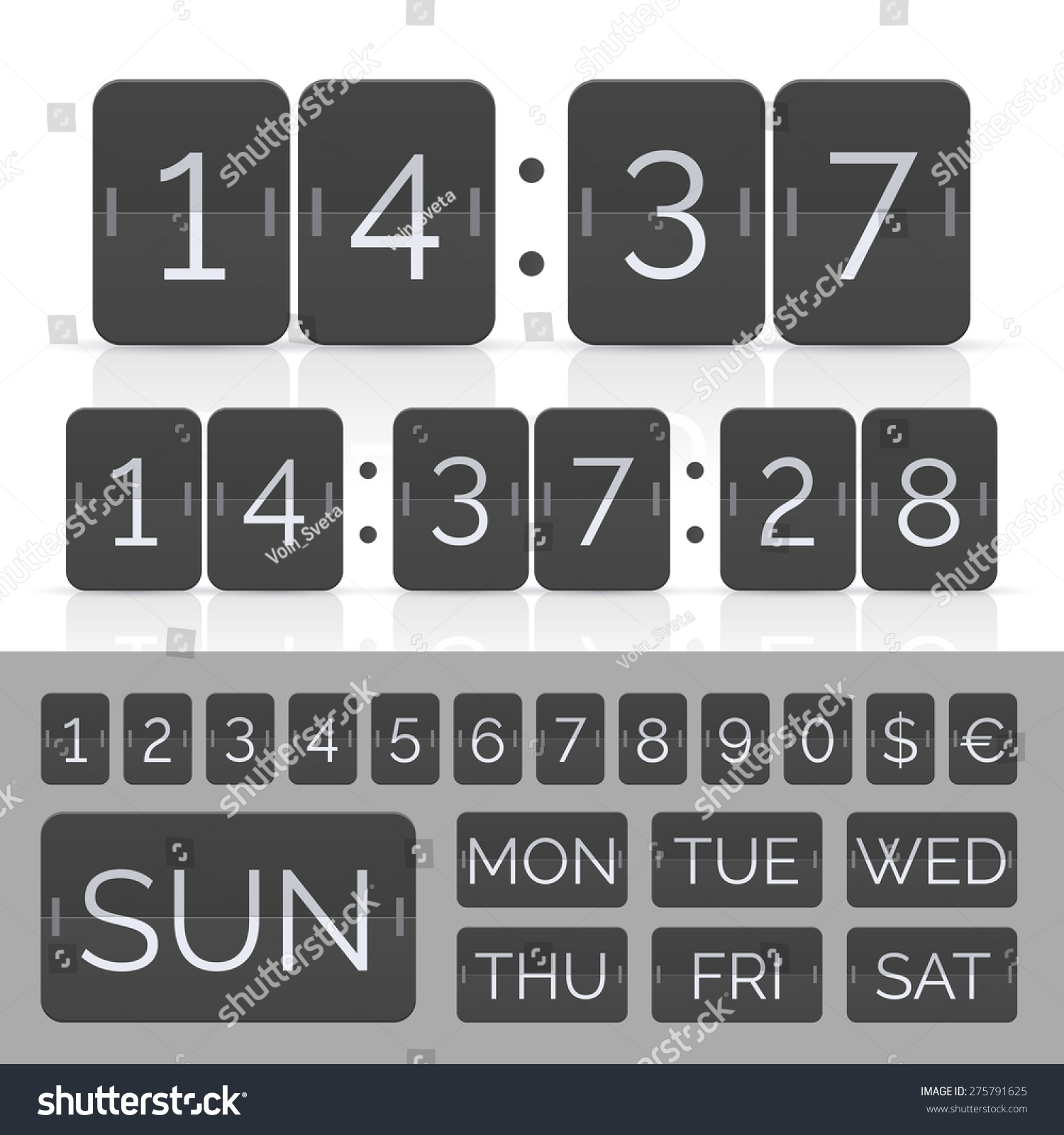 Black Countdown Timer Scoreboard Numbers Vector: เวกเตอร์สต็อก (ปลอดค่า ...