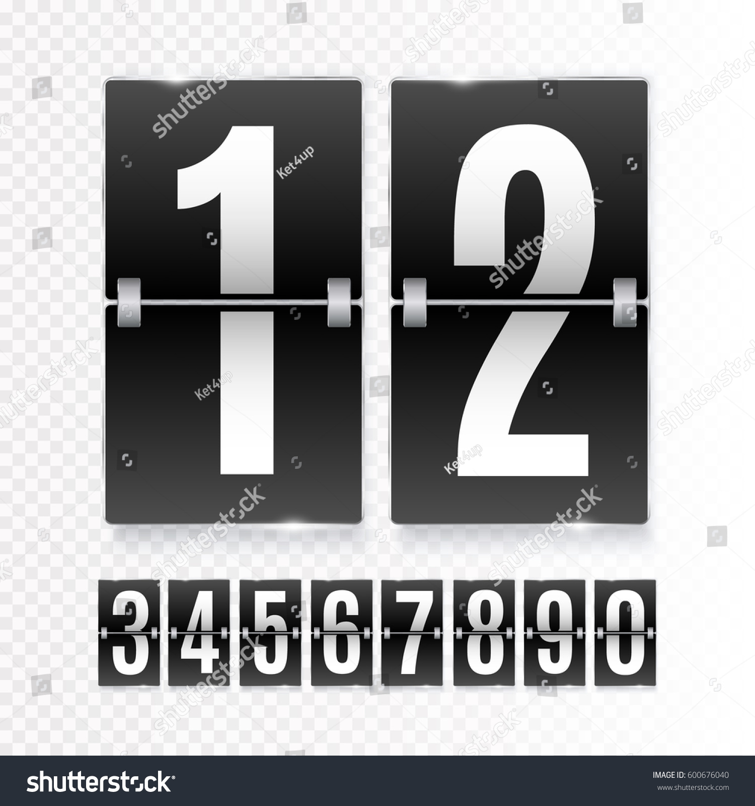 Black Countdown Timer White Numbers Isolated: vector de stock (libre de ...