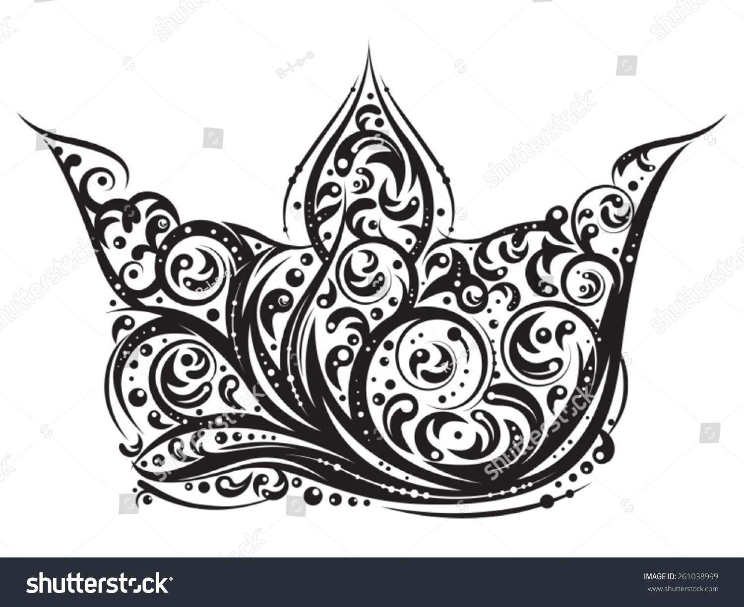 Black Crown Tattoo Vector Stock Vector (Royalty Free) 261038999 ...