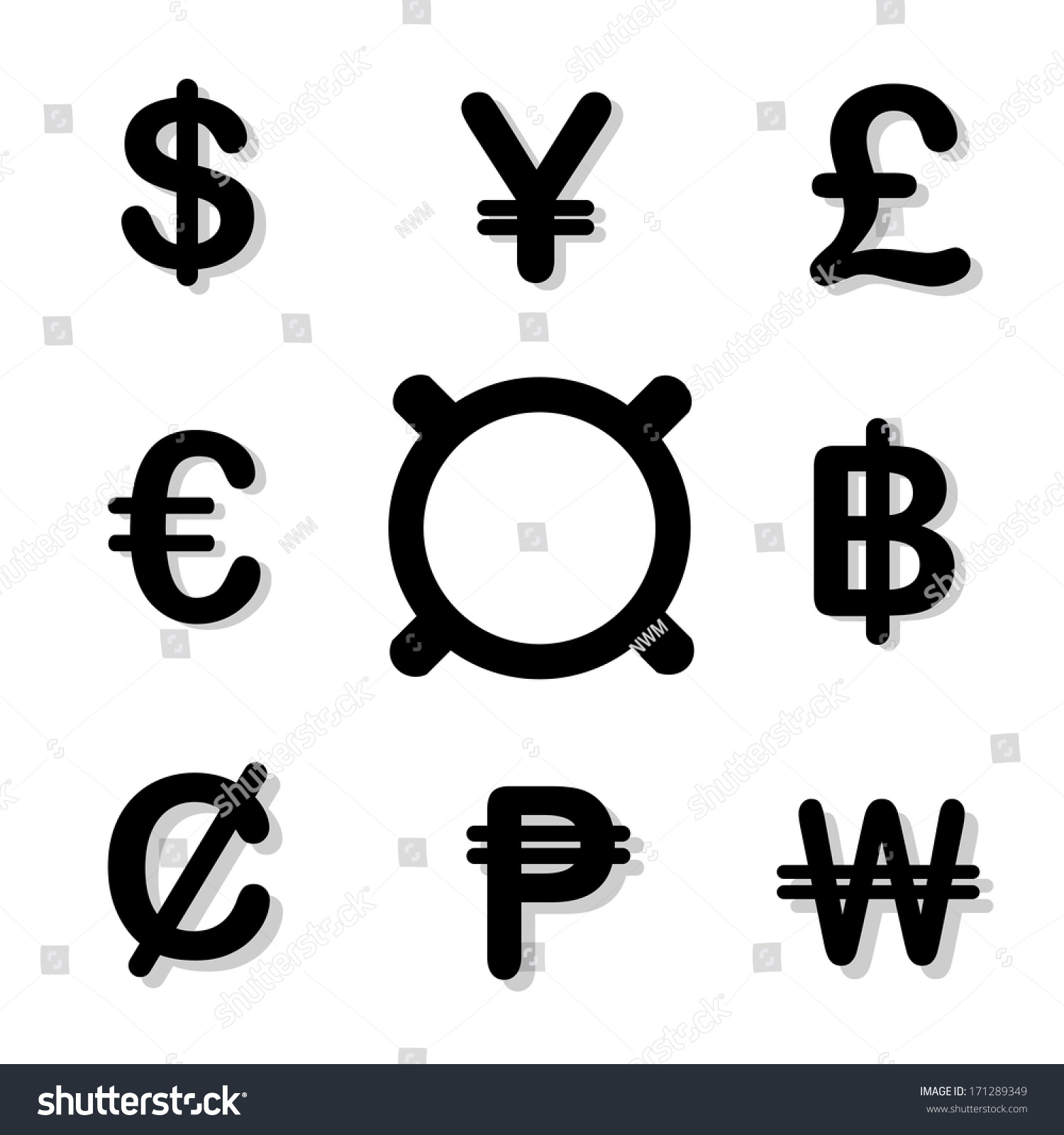 Black Currency Symbols Vector Set: เวกเตอร์สต็อก (ปลอดค่าลิขสิทธิ์ ...