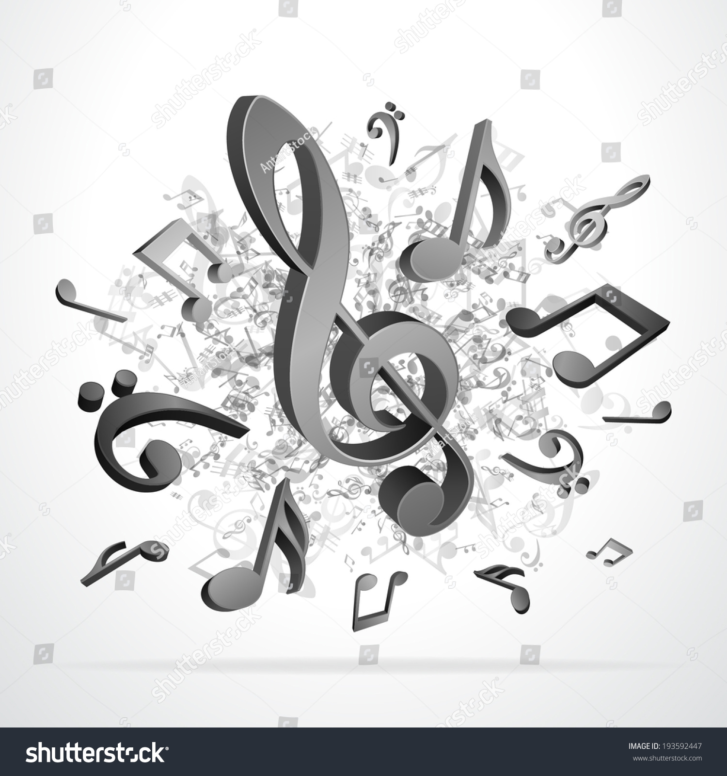 Black 3d Music Notes Vector Background : image vectorielle de stock ...
