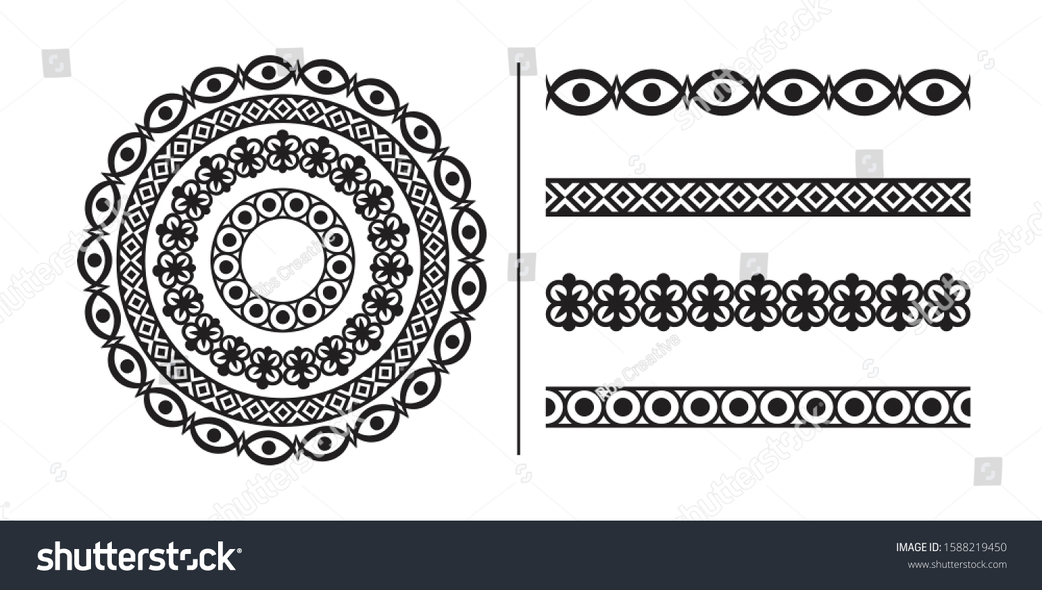 Black Decorative Border Design Set Stock Vector (Royalty Free) 1588219450