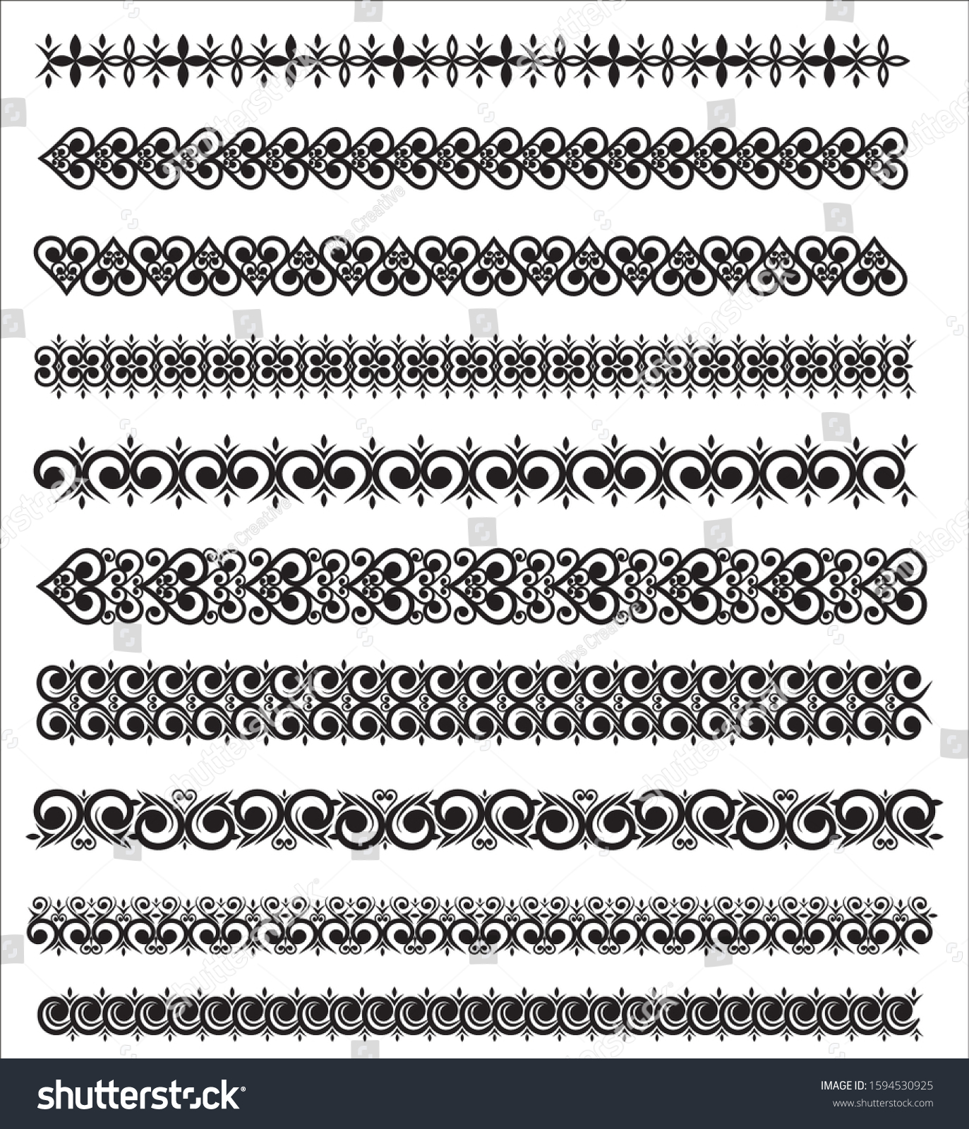 Black Decorative Border Design Set: เวกเตอร์สต็อก (ปลอดค่าลิขสิทธิ์ ...