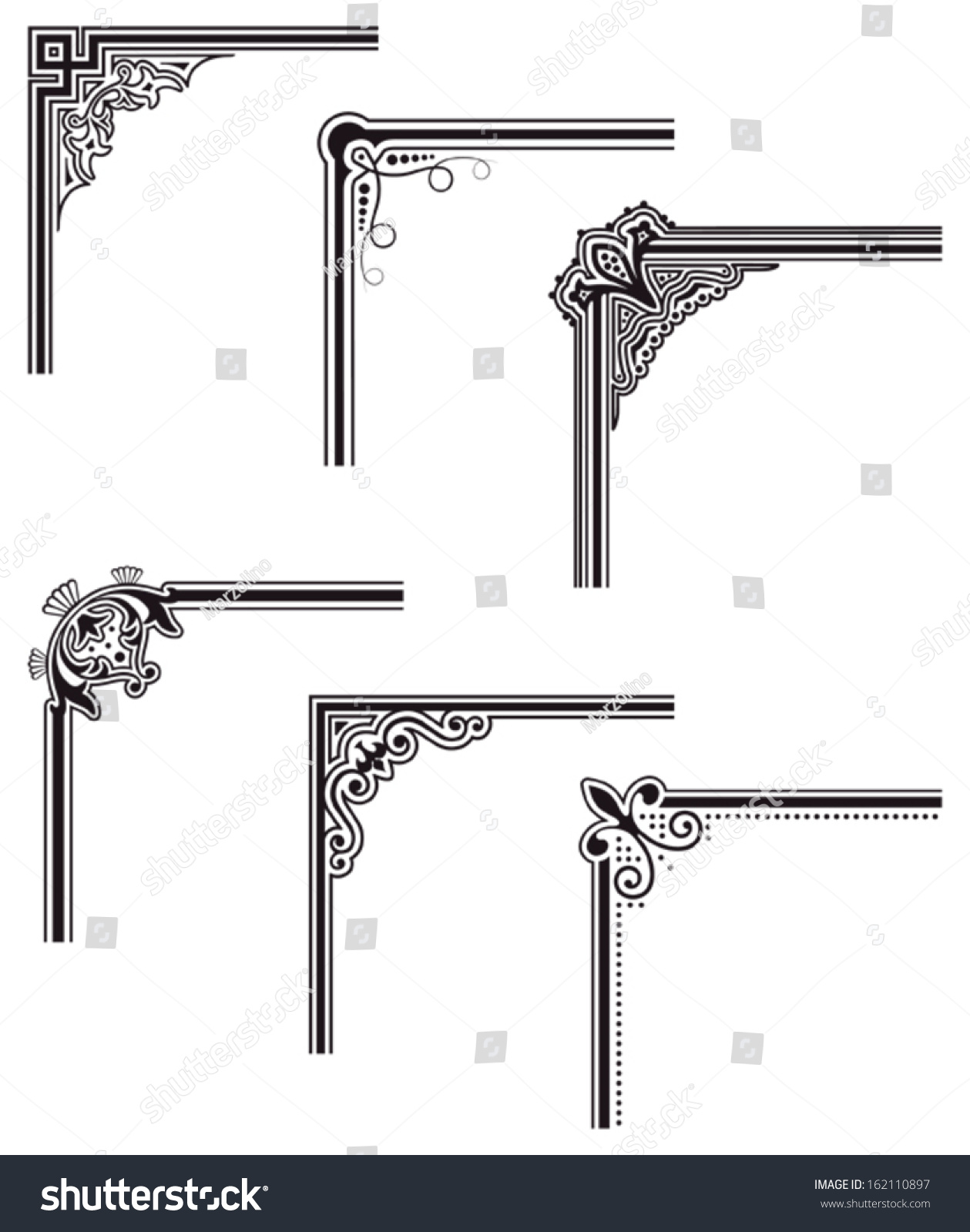 esquinas de marcos vectoriales decorativos negros: vector de stock ...