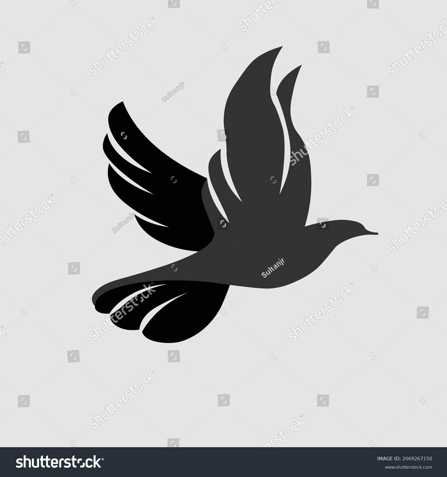 Black Dove Flying Eps 10 Stock Vector (Royalty Free) 2069267150 ...