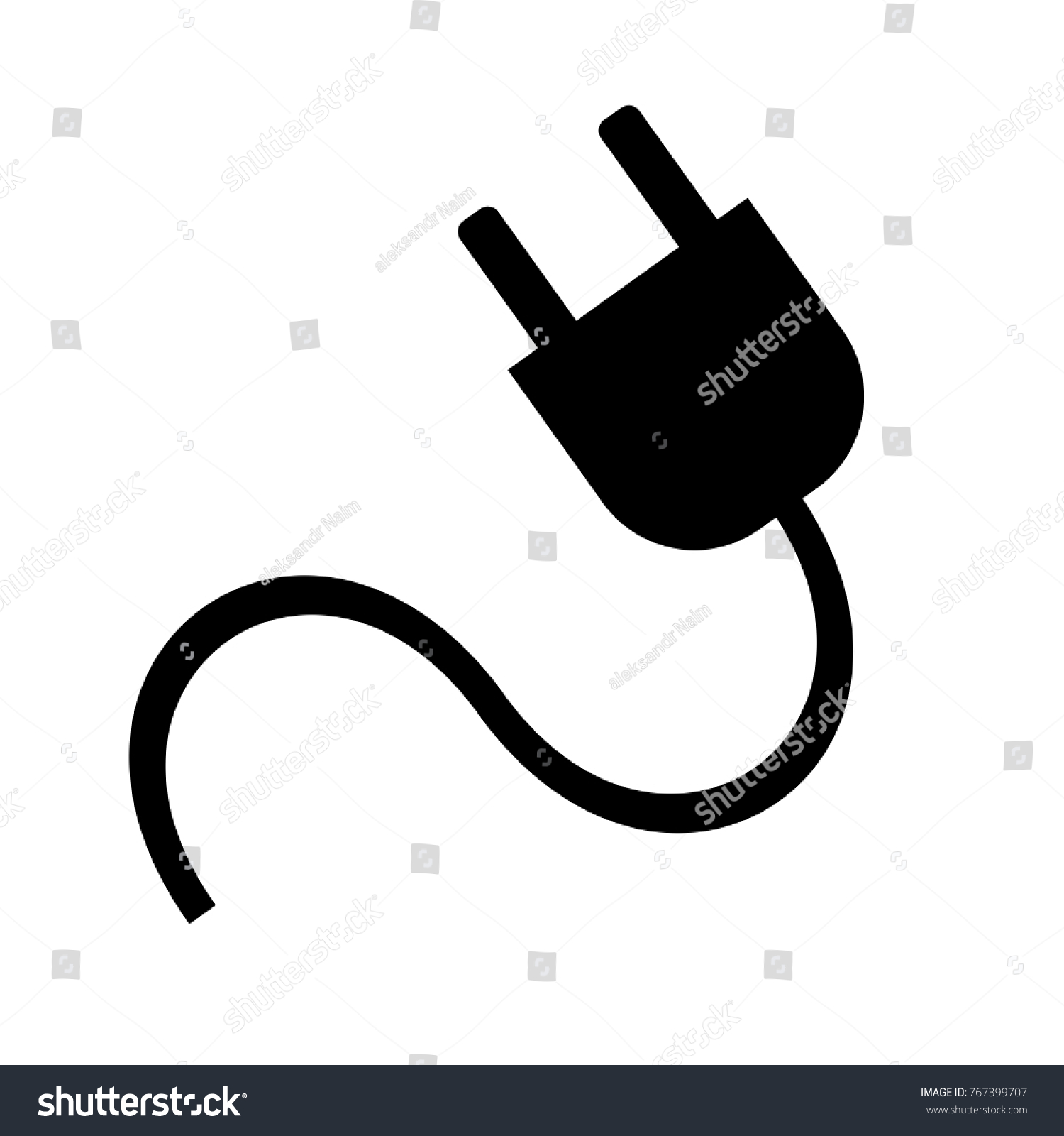 Black Electric Plug On White Background Stock Vector (Royalty Free ...