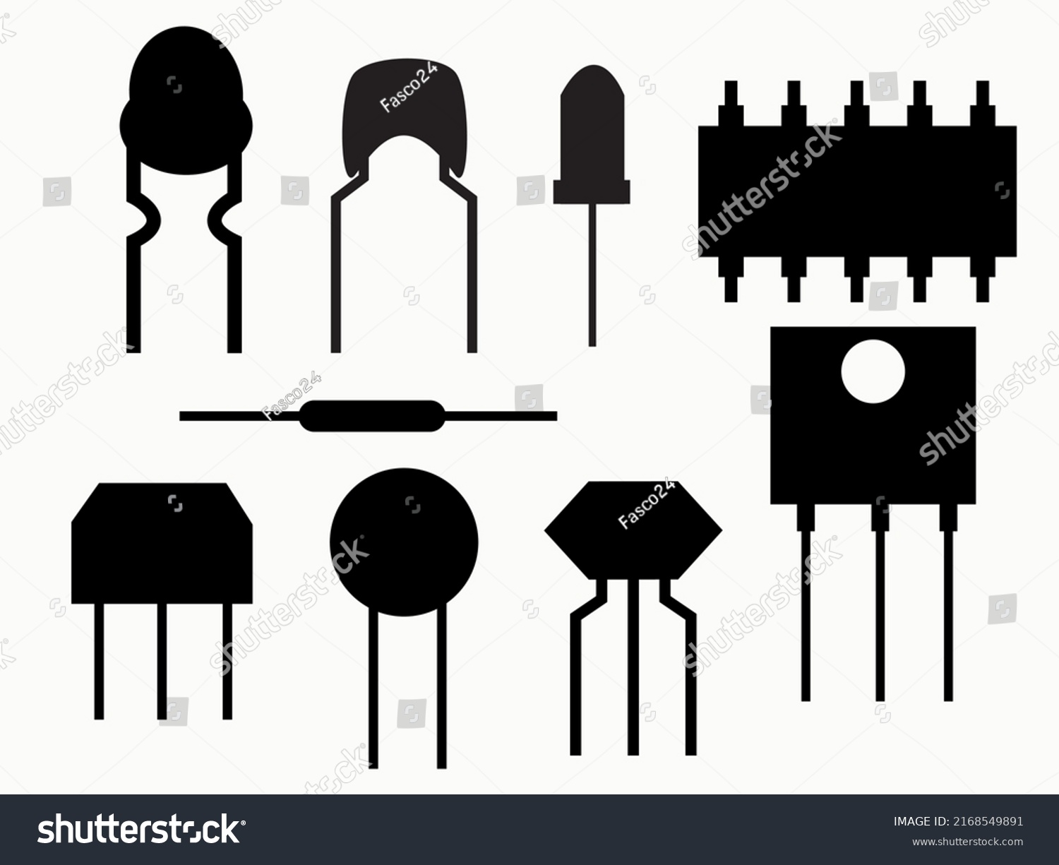 Black Electronic Components Silhouettes Vector Design Stock Vector ...