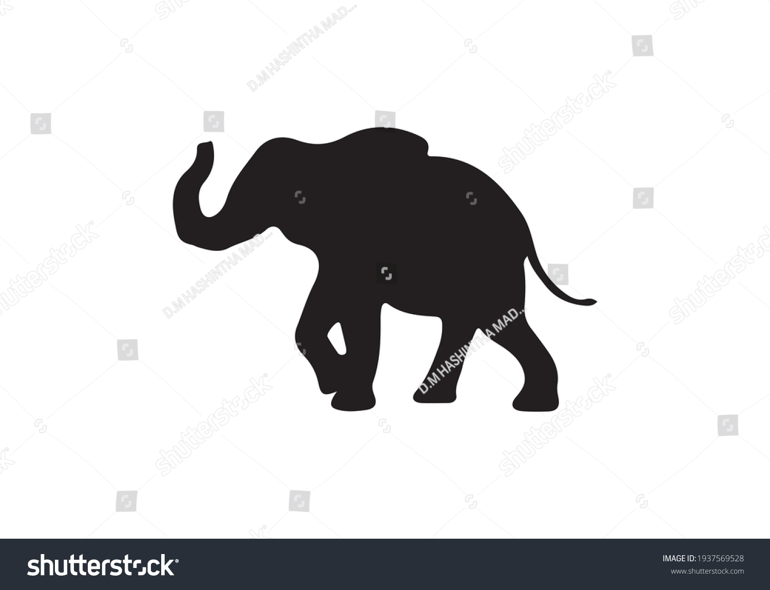 Black Elephant Silhouette Vector Shadow Laser Stock Vector (Royalty ...