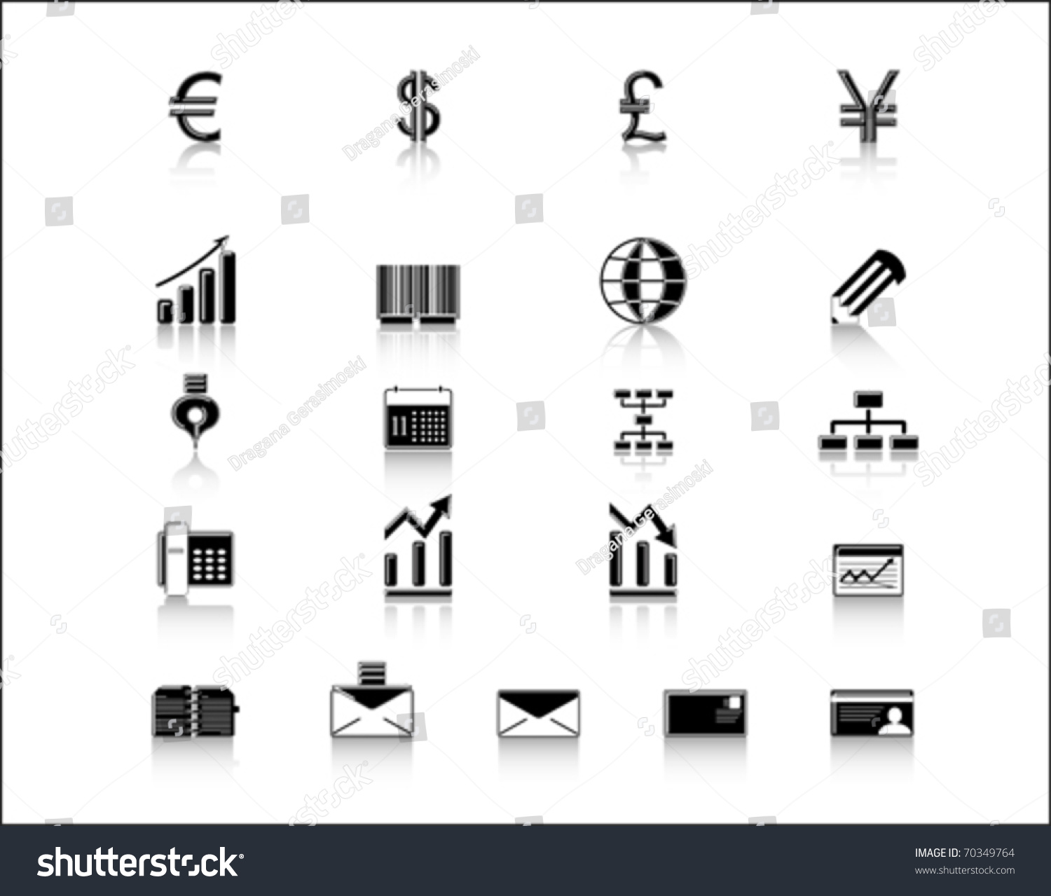 Black Finance Icon Set Stock Vector Illustration 70349764 : Shutterstock