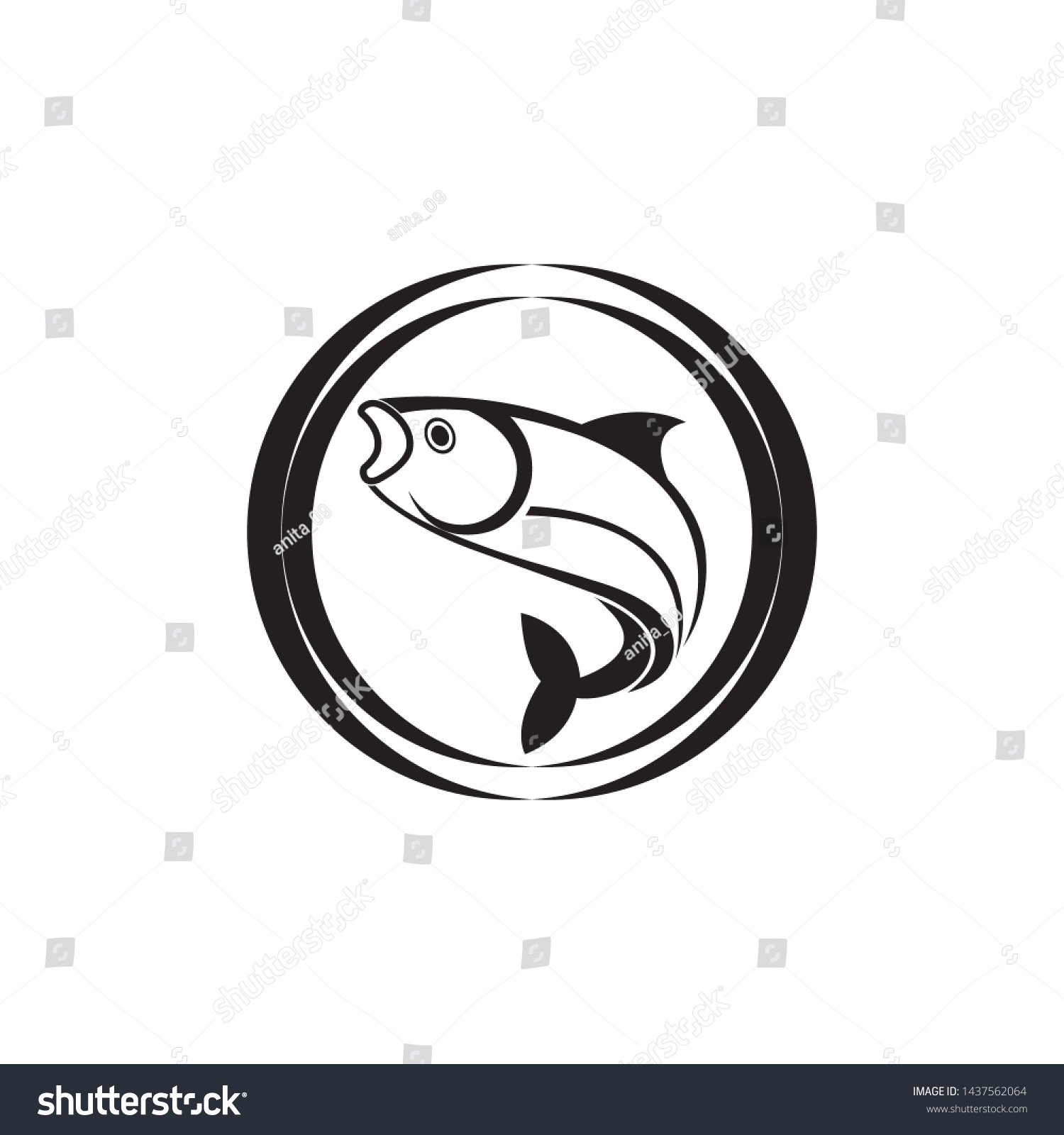 Black Fish Logo Template Creative Vector Stock Vector (Royalty Free ...