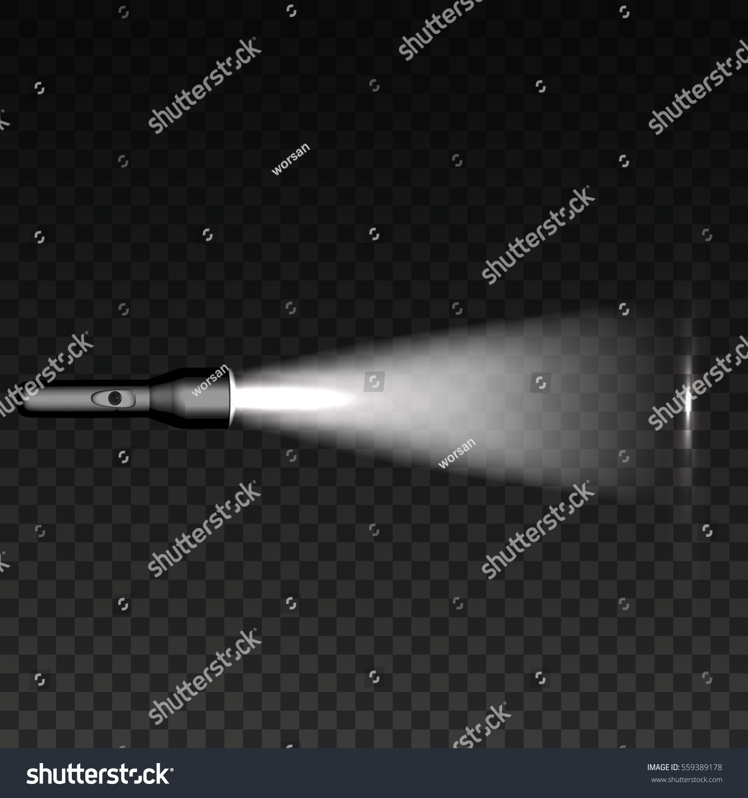 Black Flashlight On Transparent Background Light 스톡 벡터(로열티 프리 ...