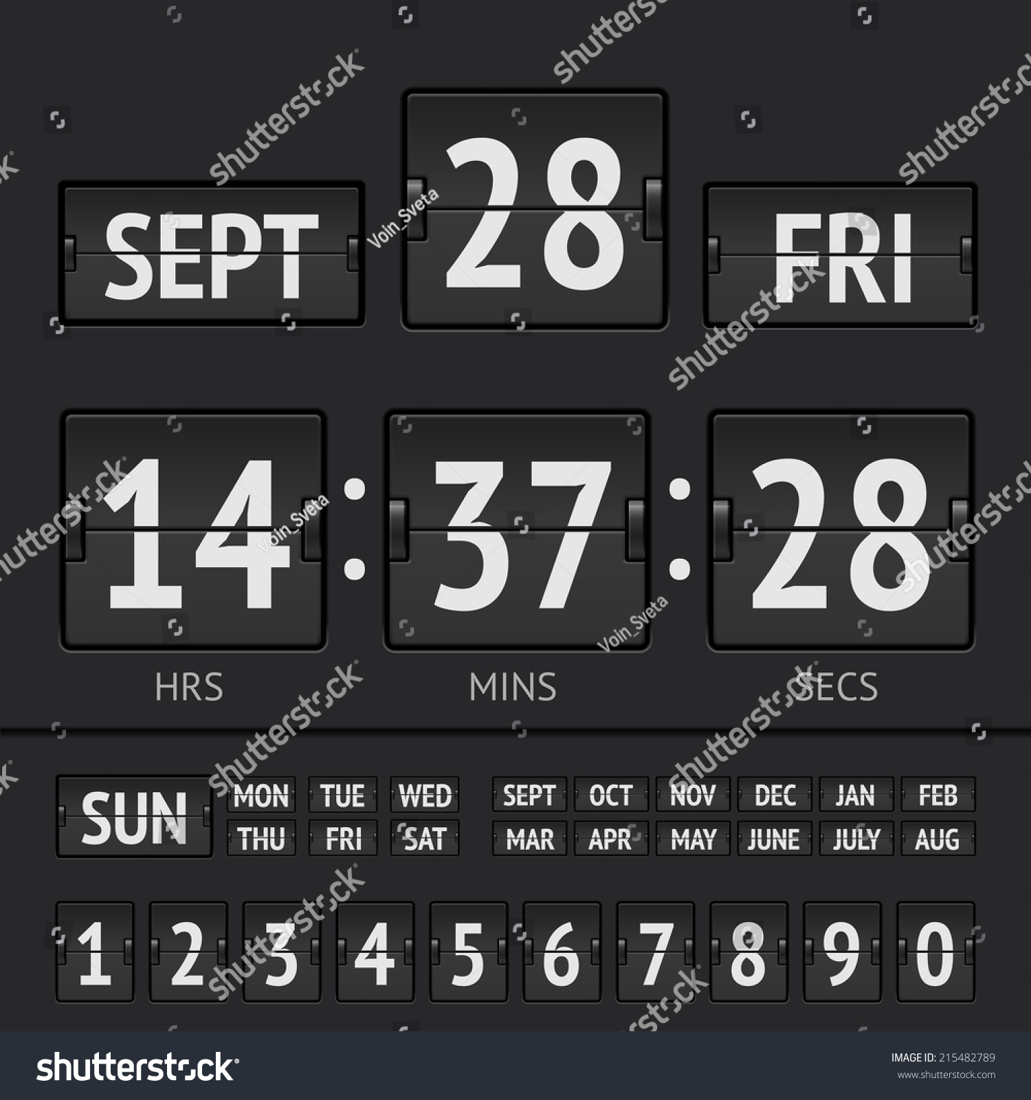 Black Flip Scoreboard Digital Timer Calendar Stock Vector (Royalty Free ...
