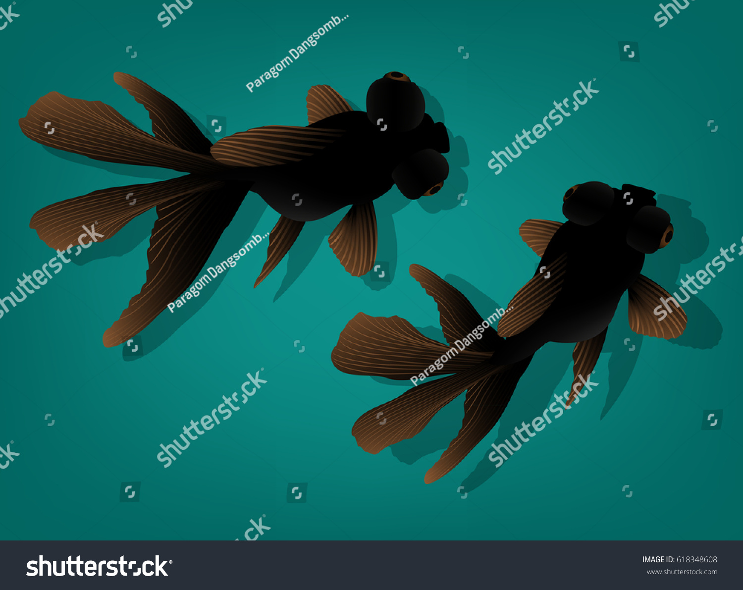 Black Gold Fish Graphic Vector Stock Vector (Royalty Free) 618348608