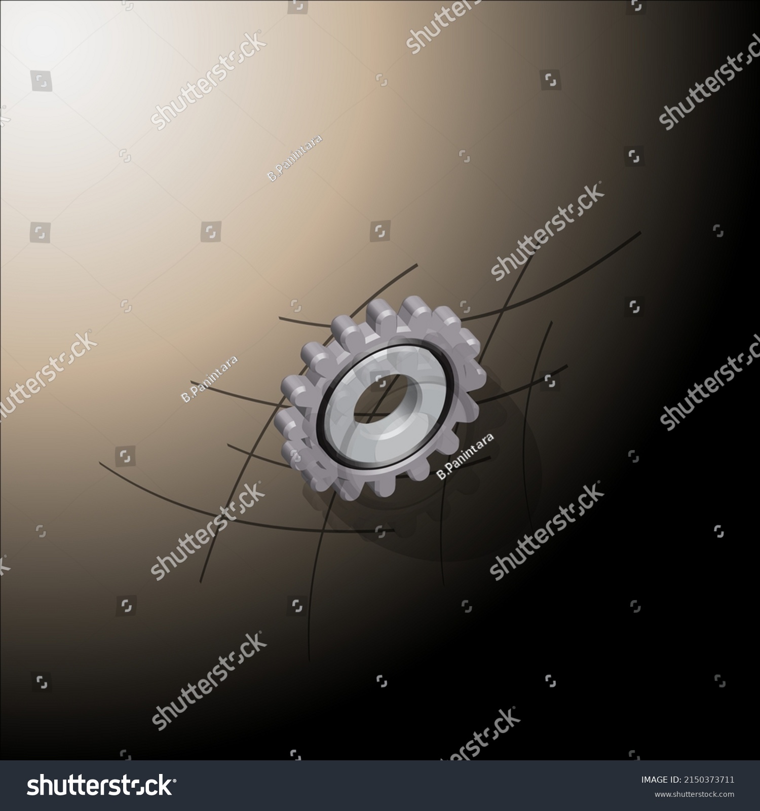 Black Gray Gradient Background Gear Illustration Stock Vector (Royalty ...