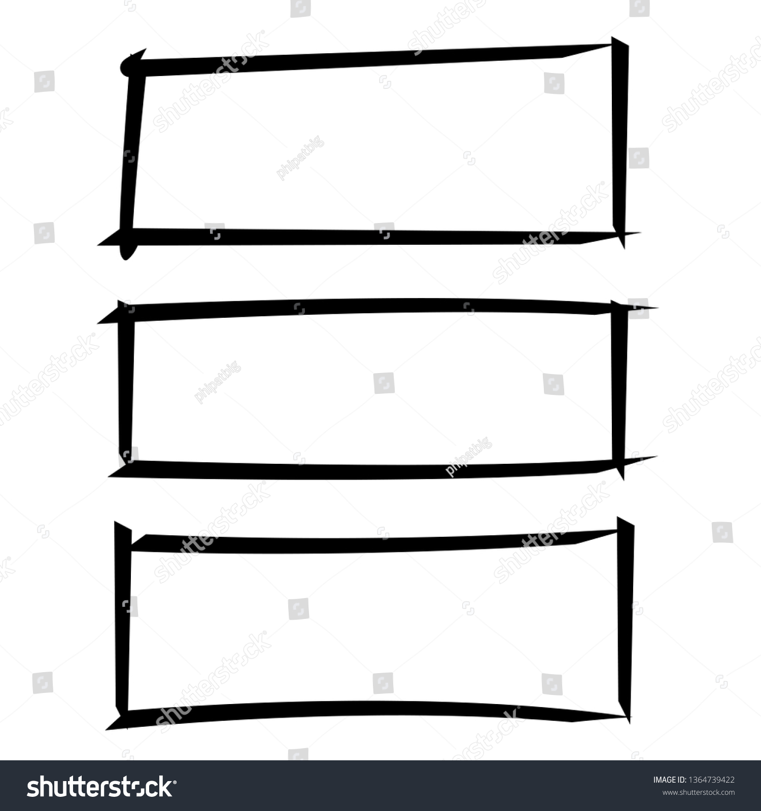 Black Grunge Sketch Rectangle Border Frame: vector de stock (libre de ...