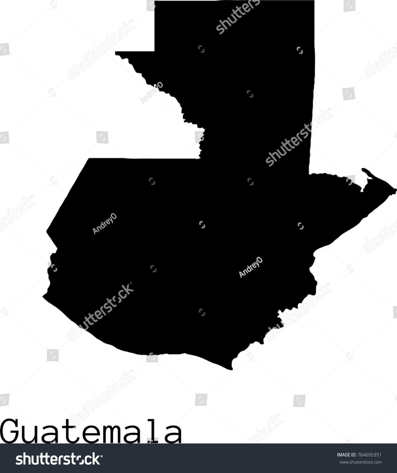 Black Guatemala Map Vector Silhouette 스톡 벡터(로열티 프리) 764695351 ...