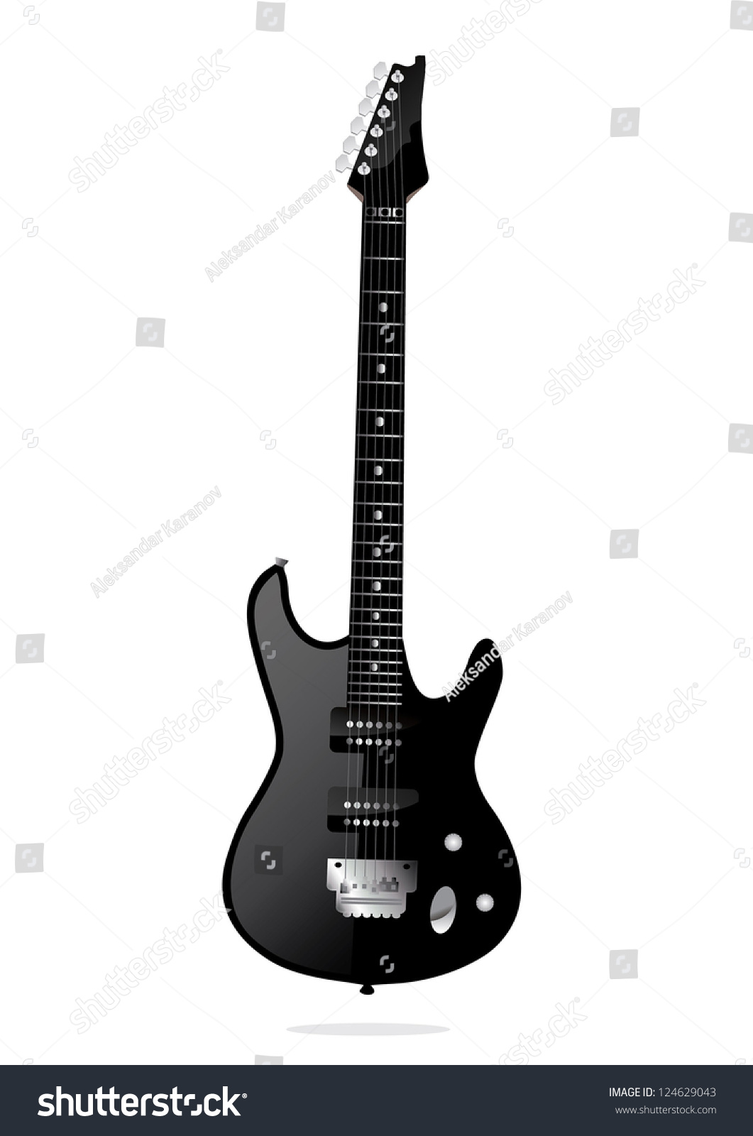Black Guitar Stock Vector Illustration 124629043 : Shutterstock