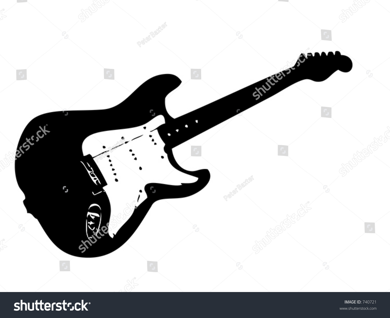 Black Guitar Stock Vector Illustration 740721 : Shutterstock