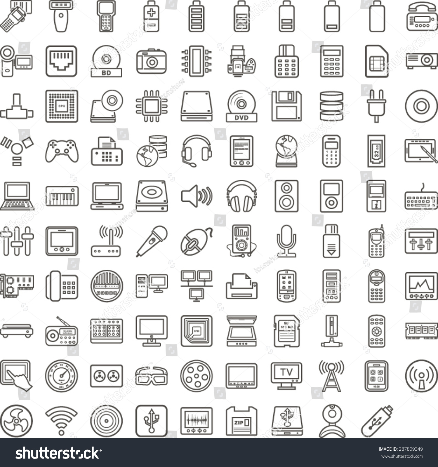 Black Hardware Lines Symbols Stock Vector (Royalty Free) 287809349 ...