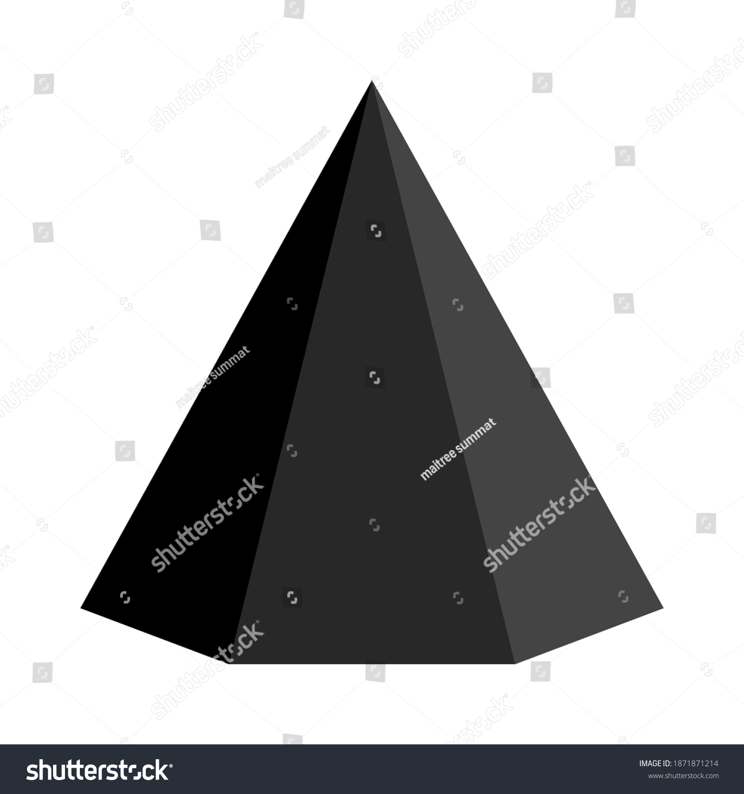 Pirámide base hexagonal negra sobre fondo: vector de stock (libre de ...