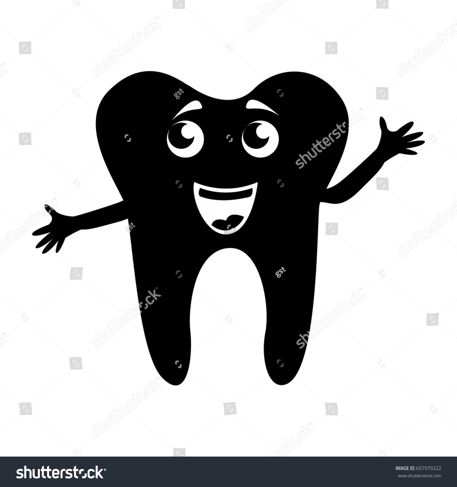 Black Icon Tooth Cartoon Stock Vector (Royalty Free) 657979222