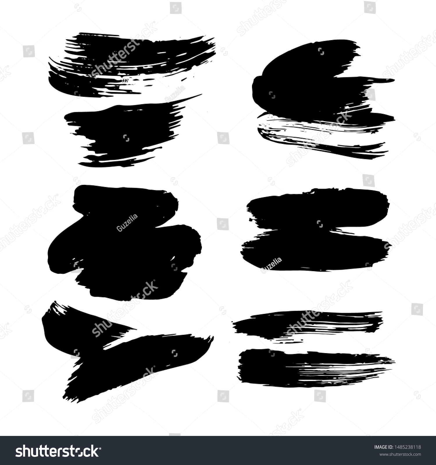 Black Ink Vector Brush Strokes Stock Vector (Royalty Free) 1485238118 ...
