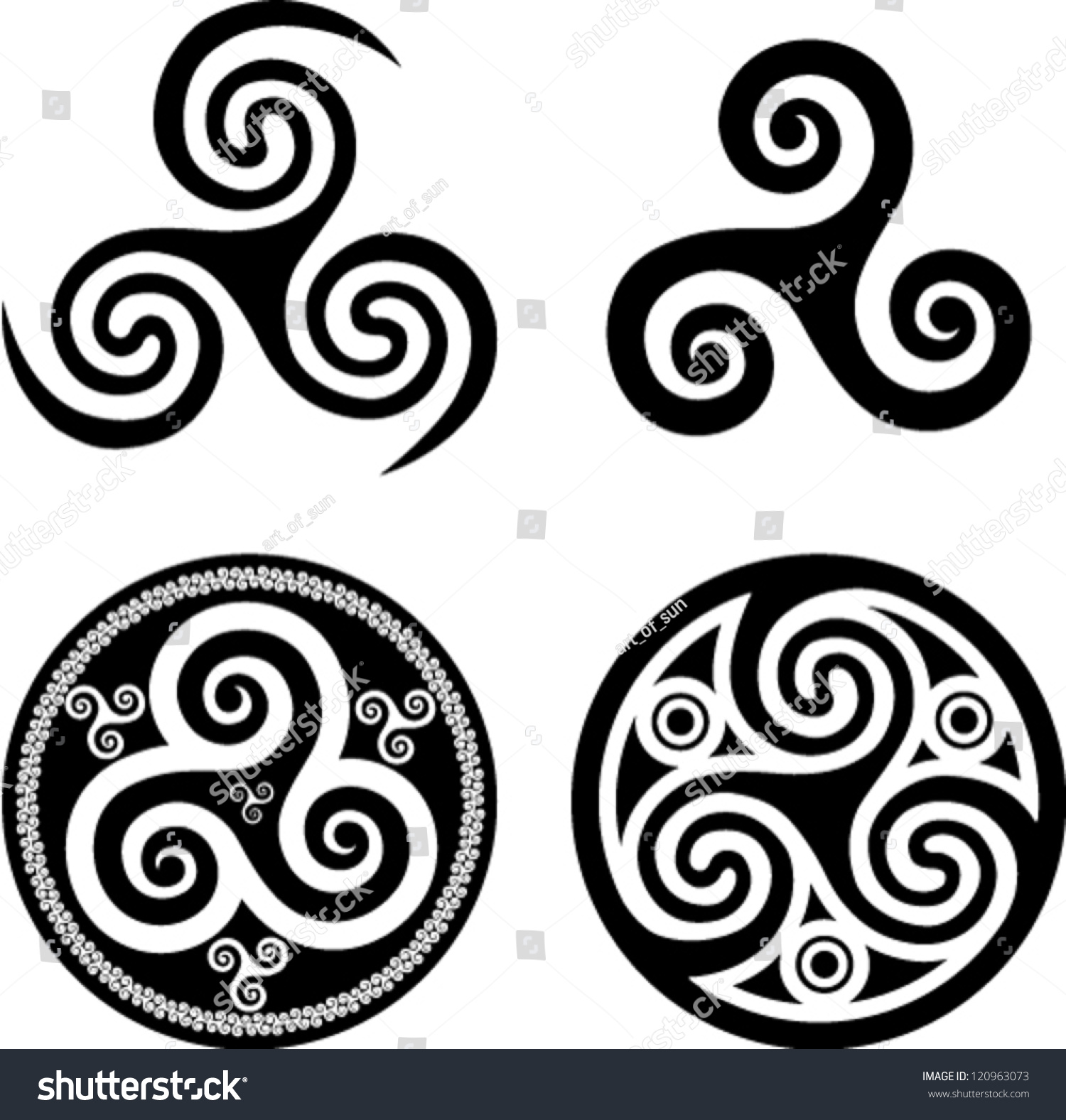 Black Isolated Celtic Triskel Set, Vector Elements For Your Design ...