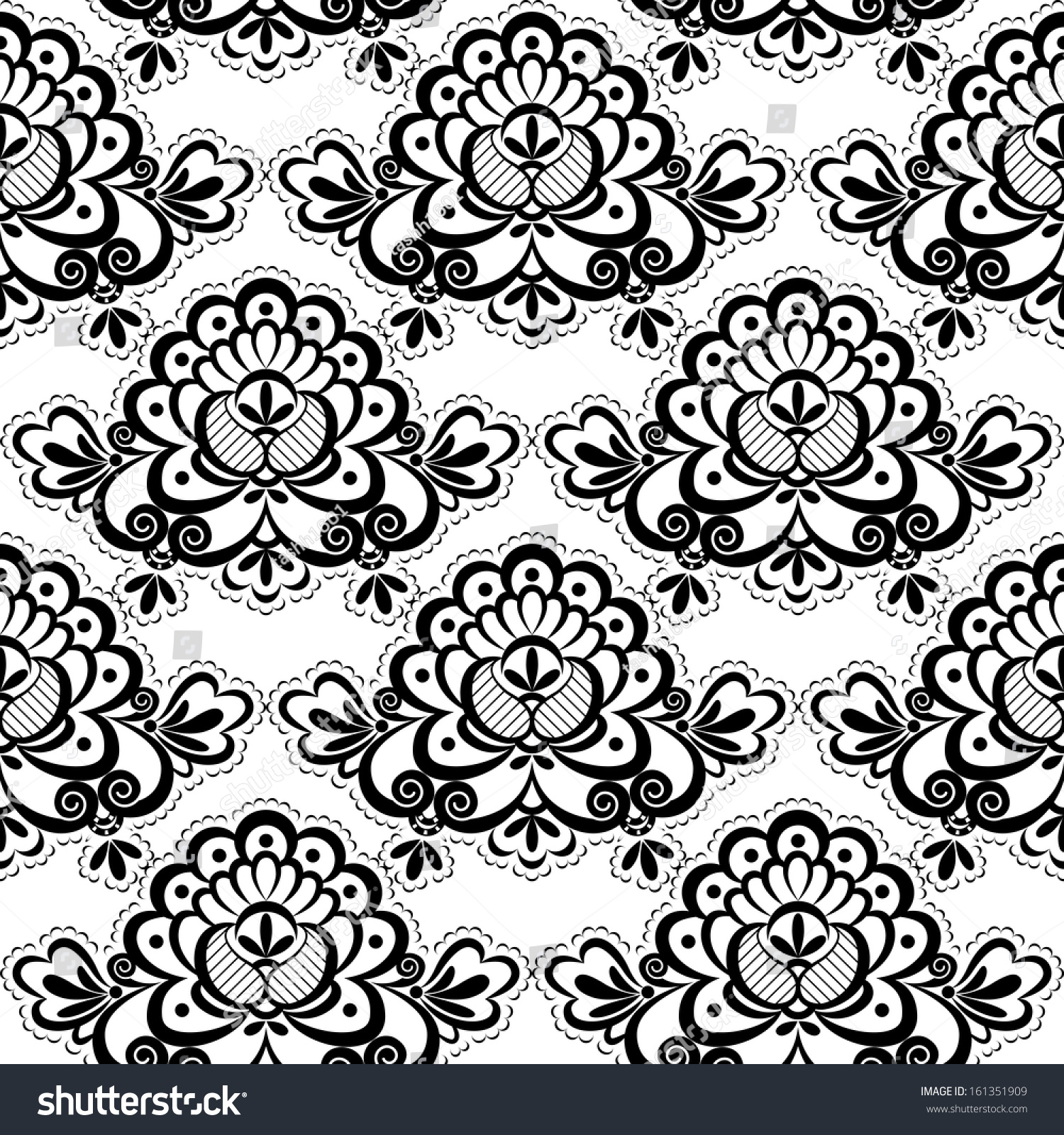 Black Lace Floral Pattern Seamless Texture Stock Vector (Royalty Free ...