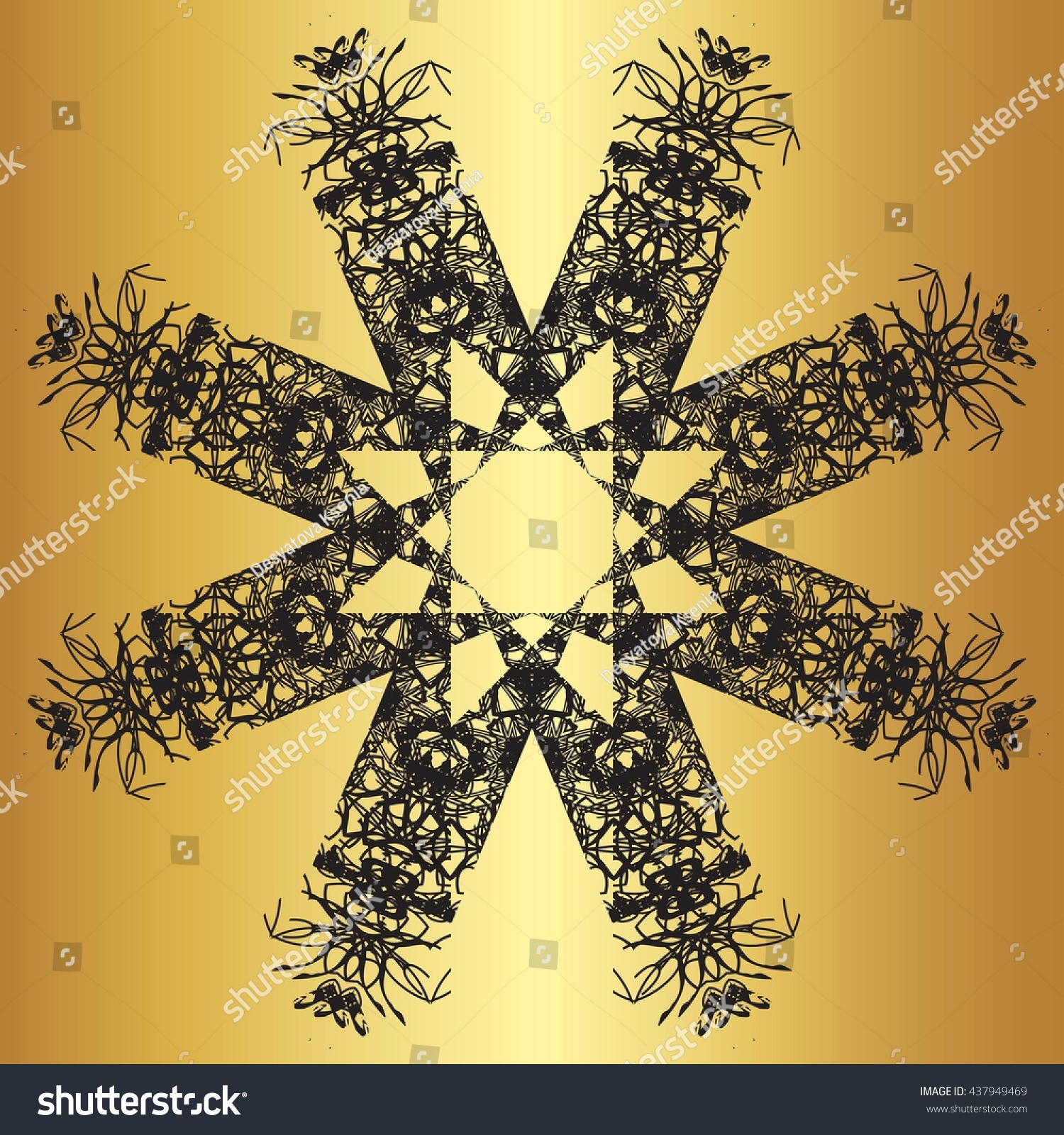 Black Lace Pattern On Gold Background Stock Vector (Royalty Free) 437949469