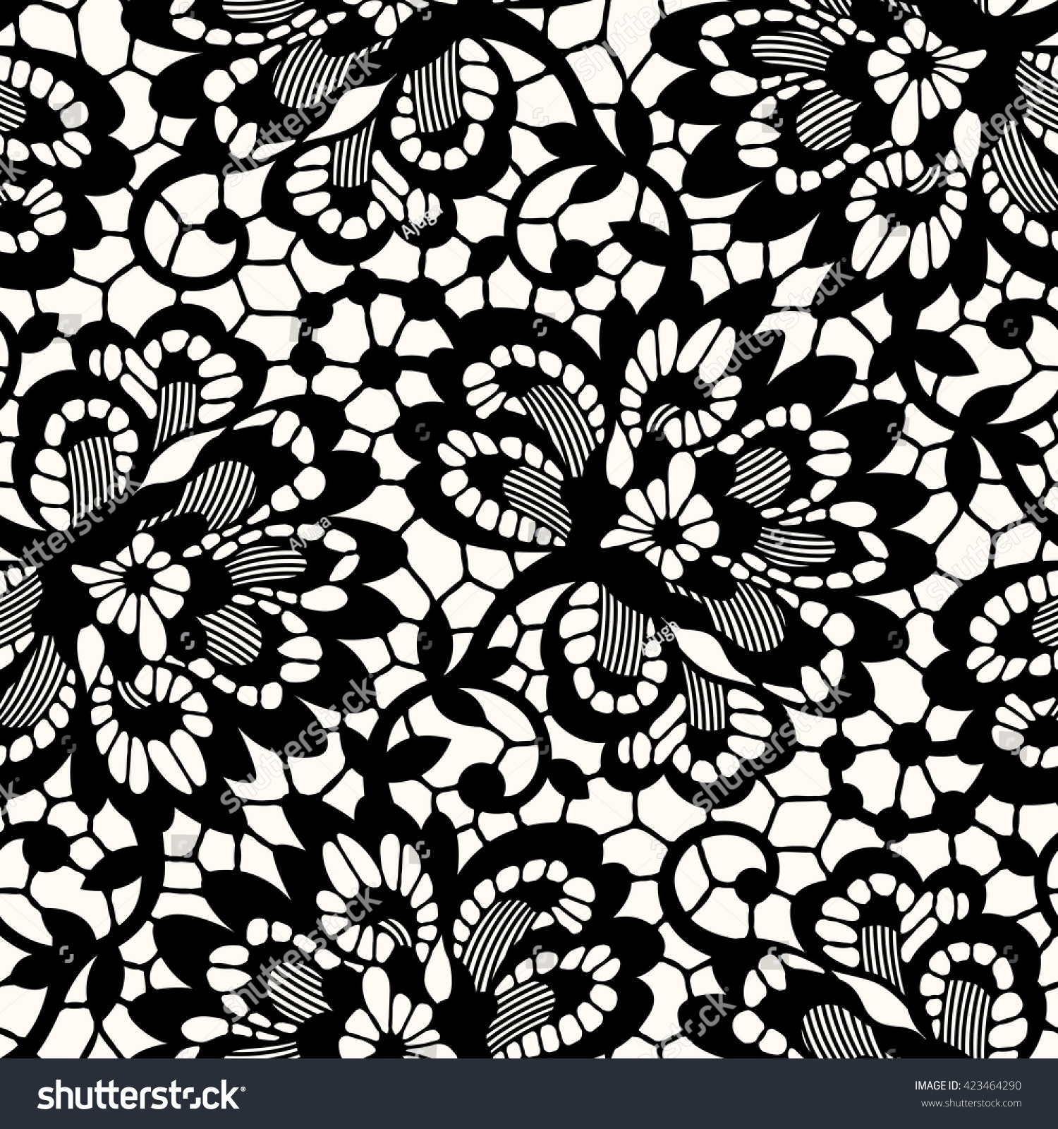 Black Lace Seamless Pattern Stock Vector (Royalty Free) 423464290