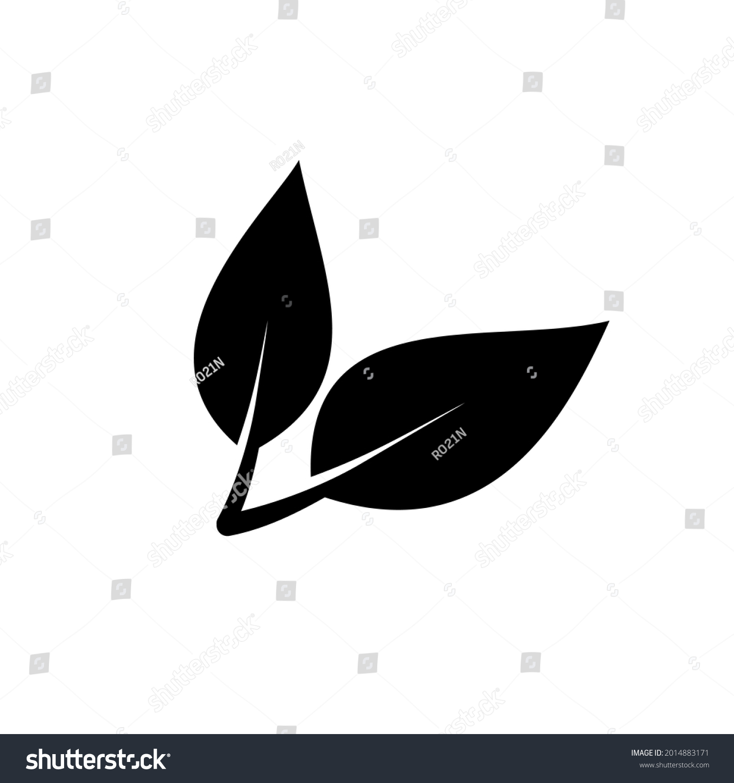 Black Leaf Icon On Isolated Background Stock Vector (Royalty Free ...